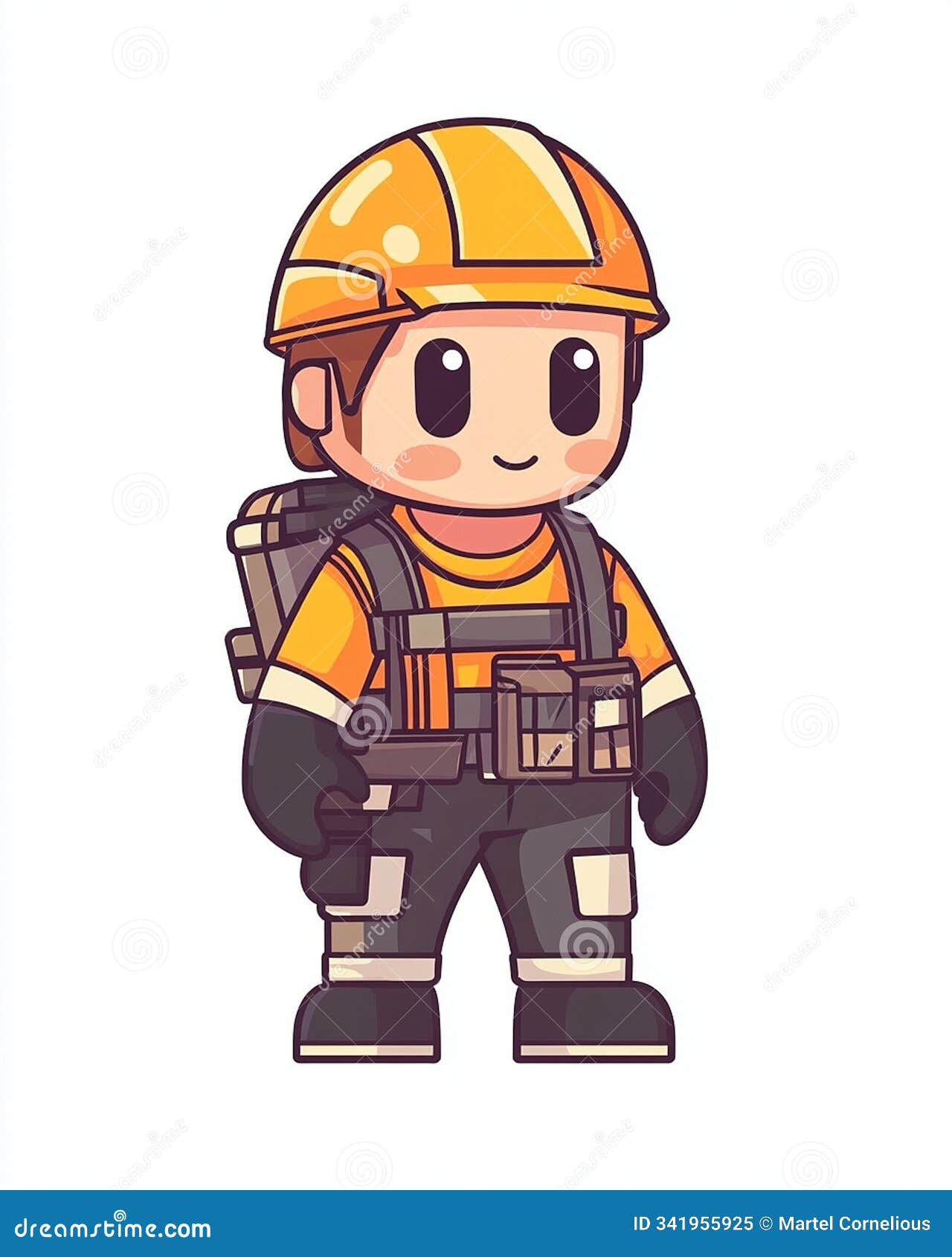 Union Worker in Complete Safety Gear Ready for Work. Stock Illustration ...