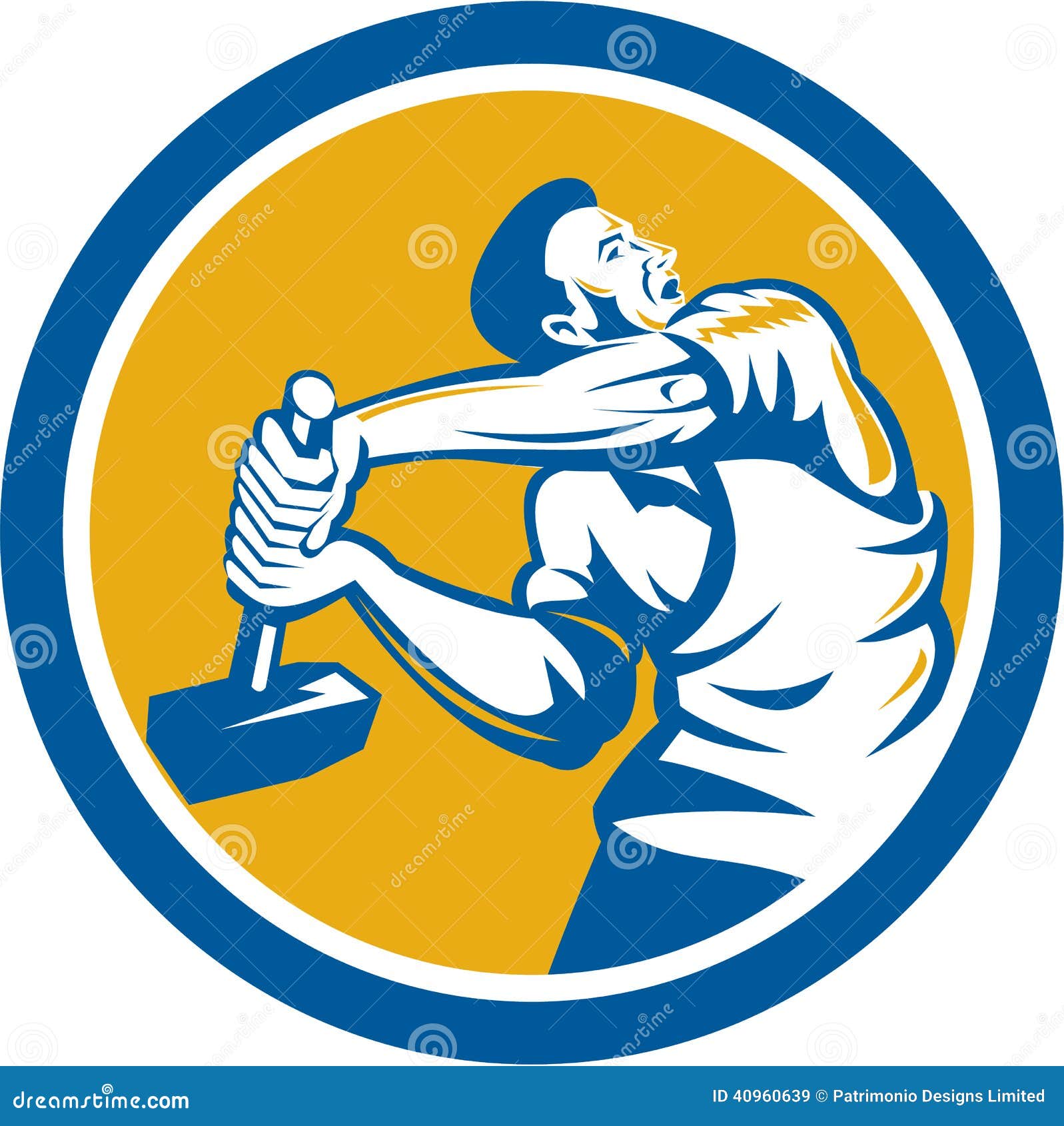 Union Worker Strike with Sledgehammer Retro Stock Vector - Illustration ...