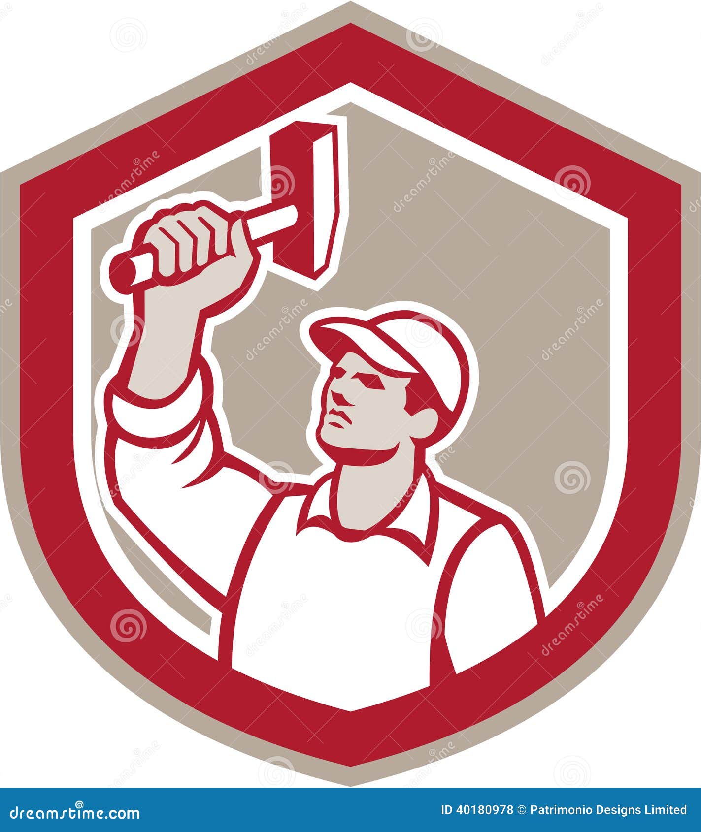 Union Worker Wielding Hammer Shield Retro Stock Vector - Illustration ...