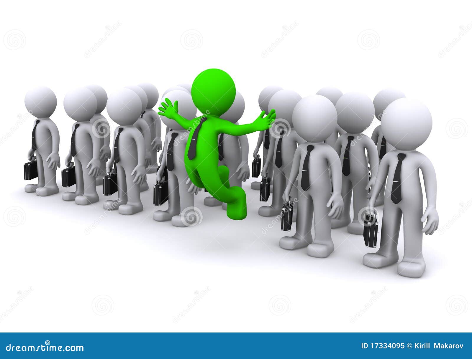 Uniqe 3d Character Standing Out from the Crowd Stock Illustration ...