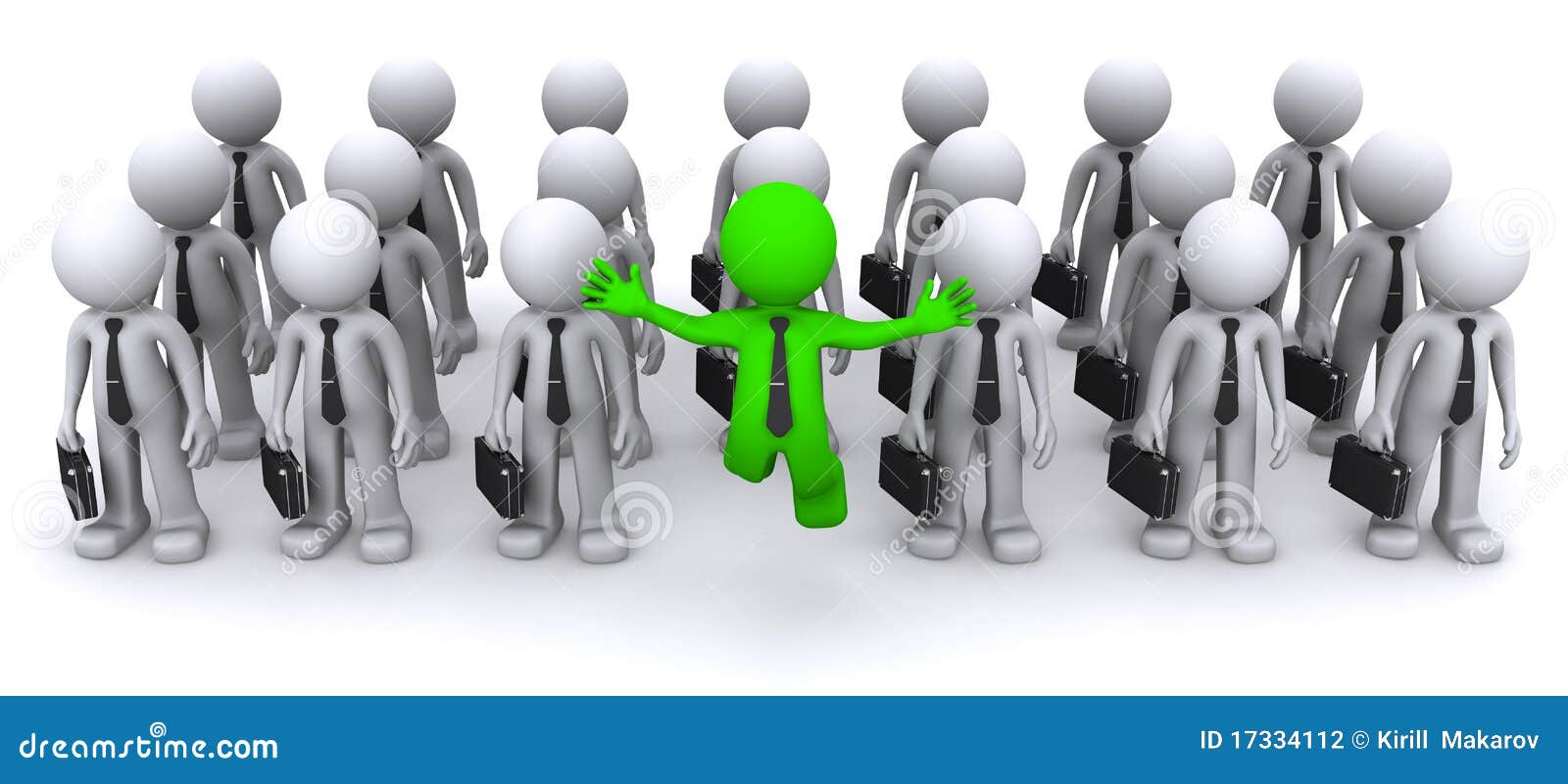 Uniqe 3d Character Standing Out from the Crowd Stock Illustration ...