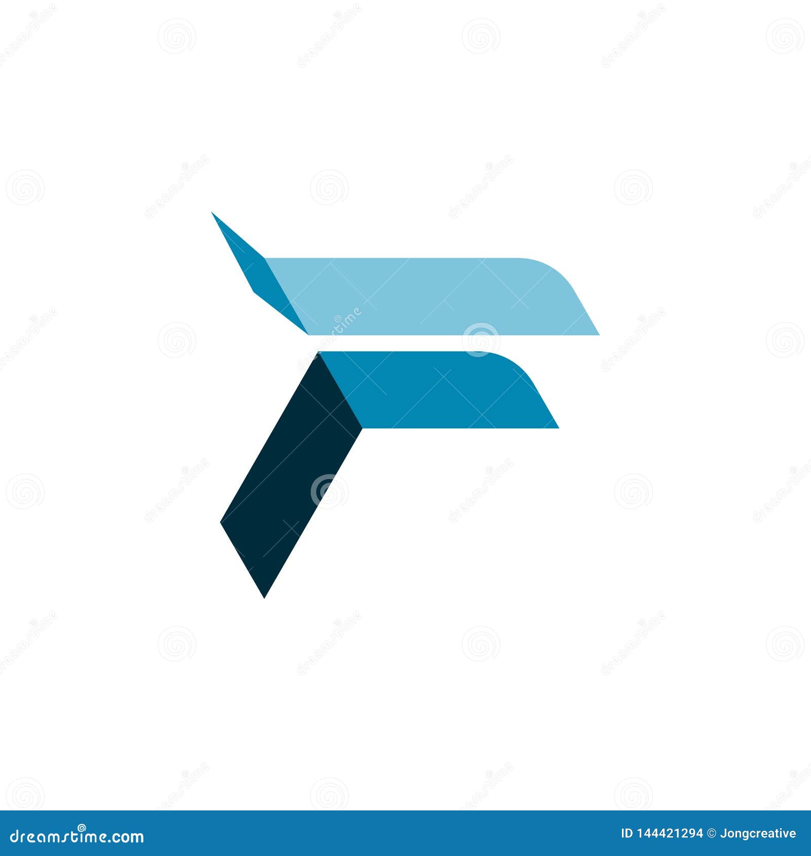 Unique Abstract F Letter Blue Folded Logo Symbol Stock Vector ...