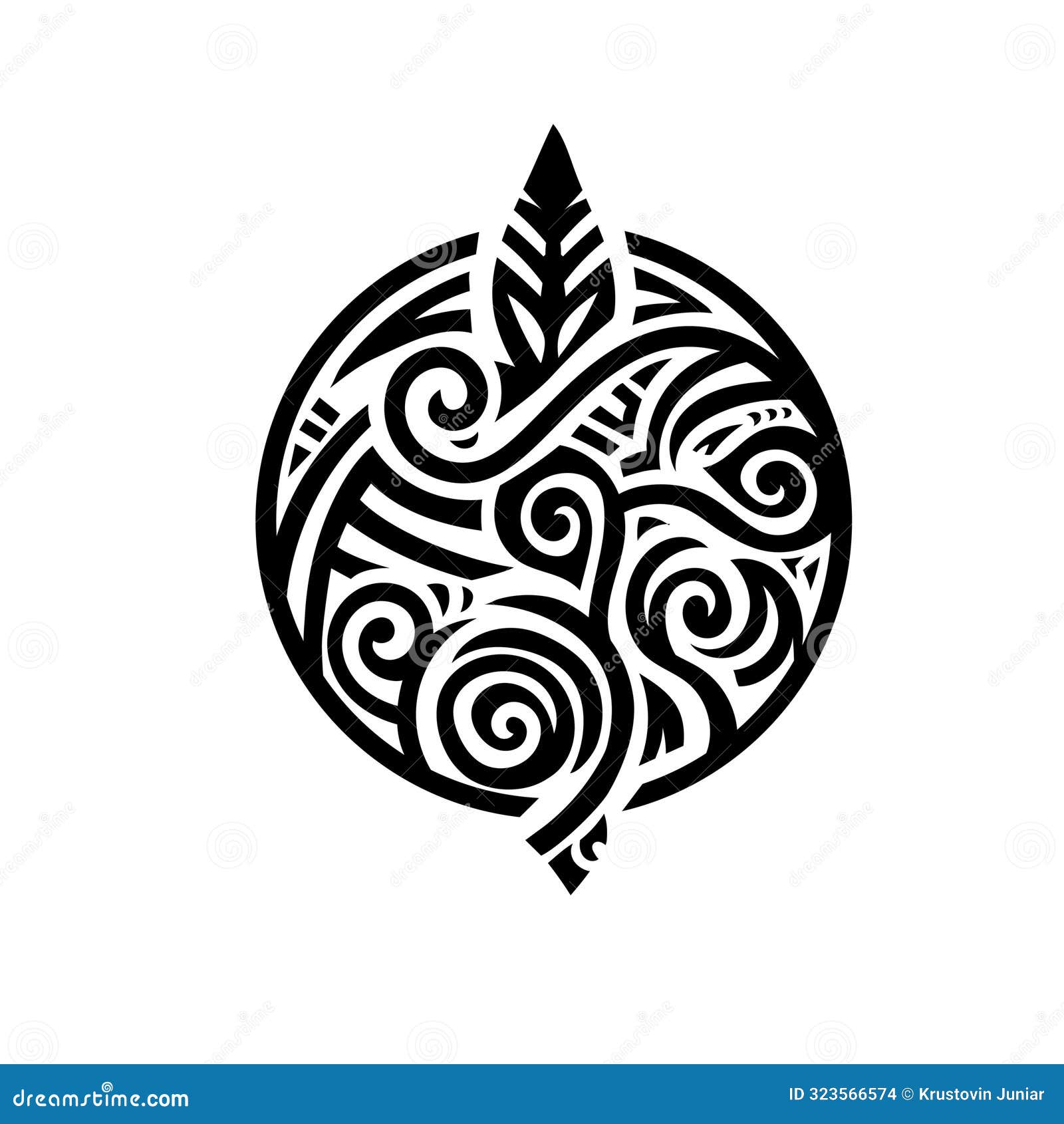 Unique Abstract Leaf Combine with Circle Tribal Vector Stock Vector ...