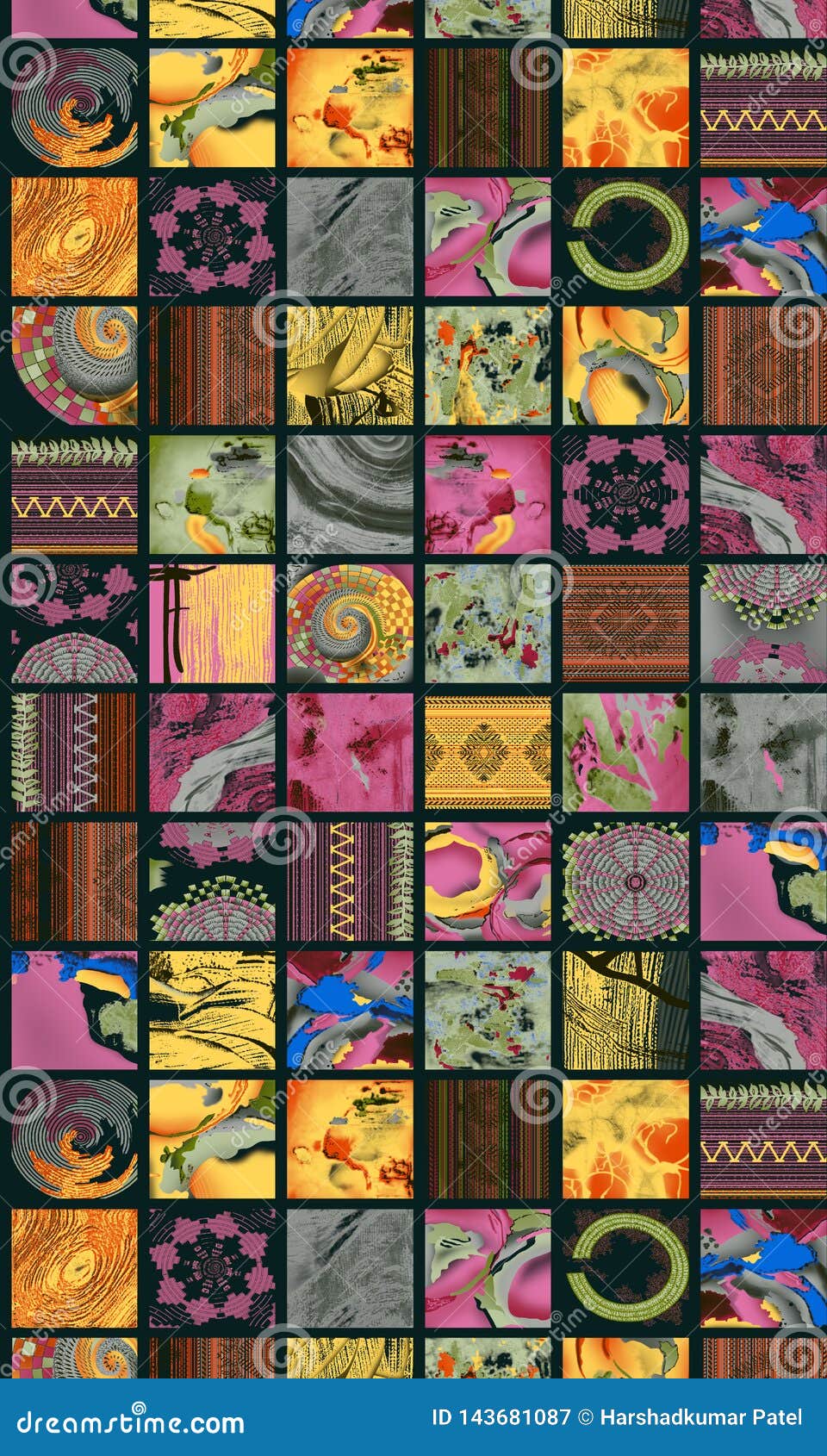 Abstract Colorful Block Print Pattern Stock Illustration - Illustration ...