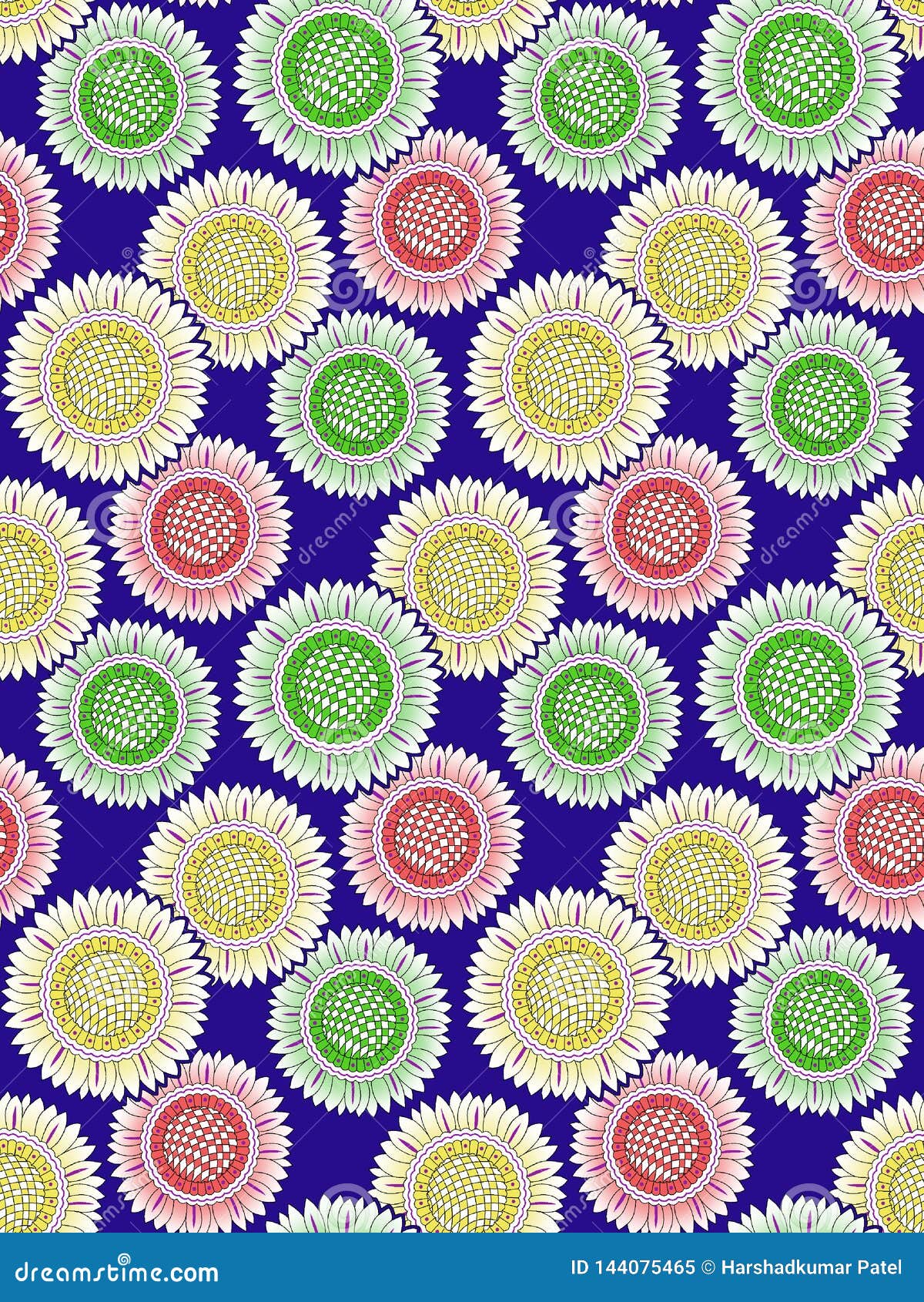 Abstract Colorful Block Print Pattern Stock Illustration - Illustration ...