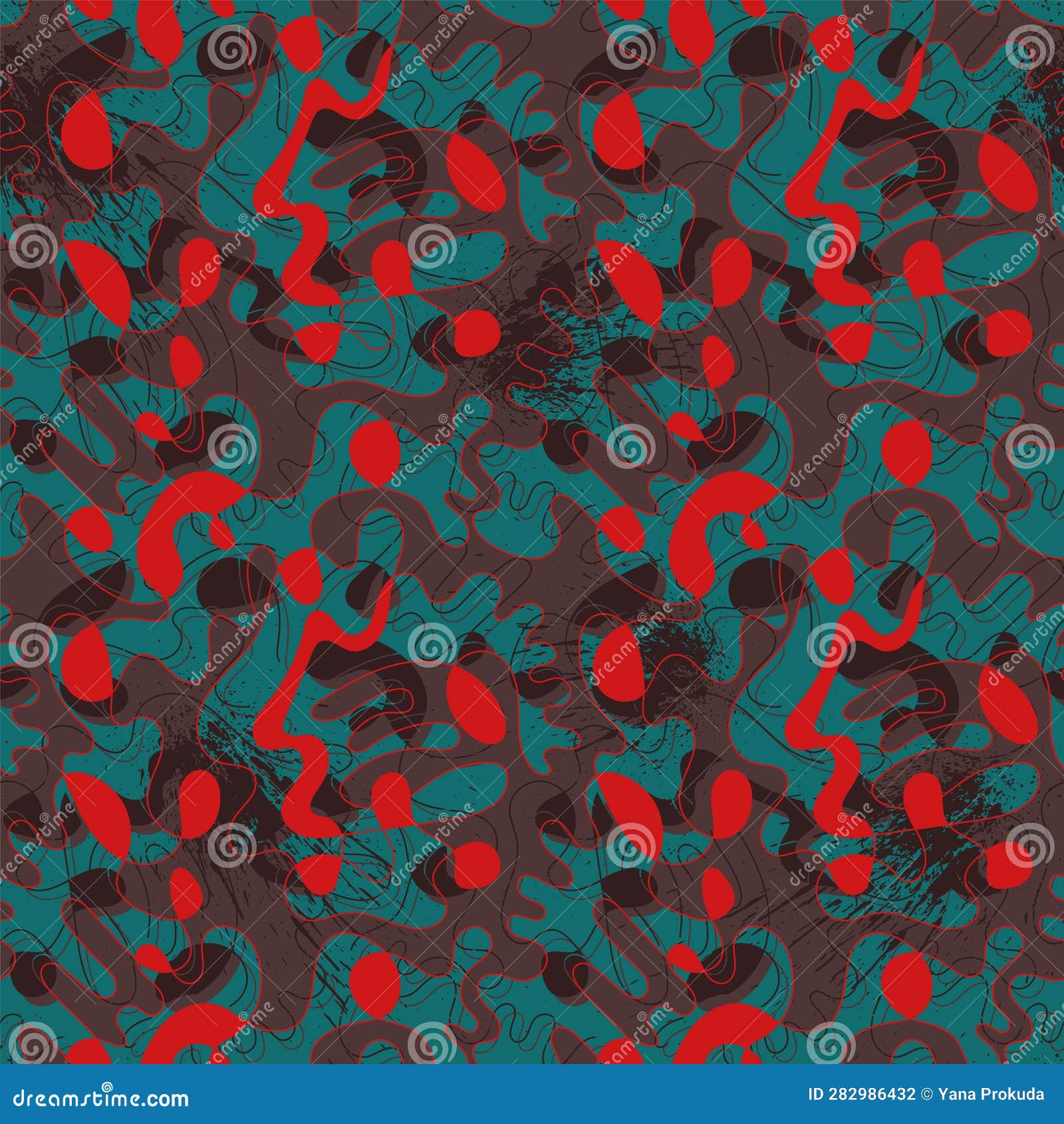 Unique Abstract Seamless Pattern with Wave Shapes Stock Vector ...