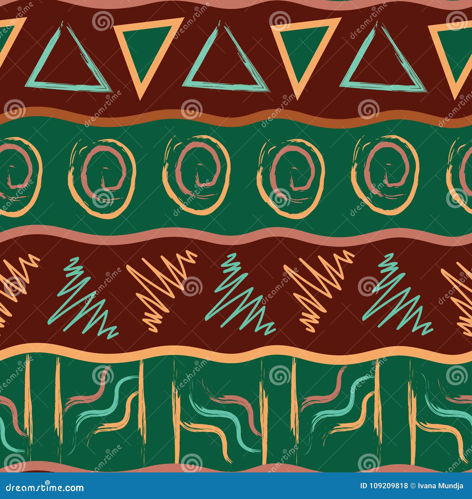Unique Abstract Vector Seamless Pattern In African Style Stock Vector