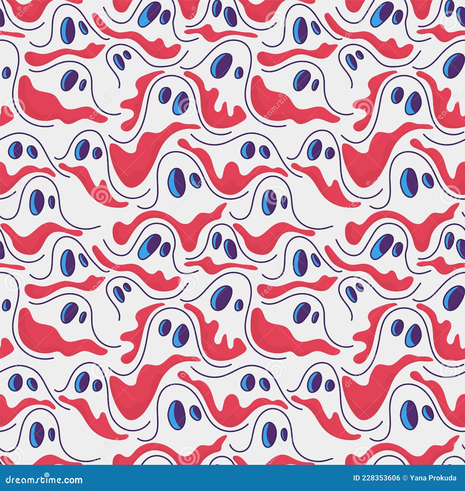 Unique Abstractseamless Pattern with Strange Ghosts Stock Vector ...