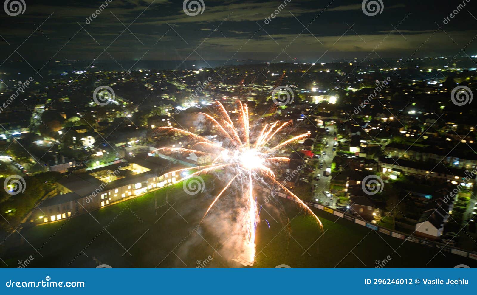 Unique Aerial Photo of Fireworks during the Night Stock Photo - Image ...