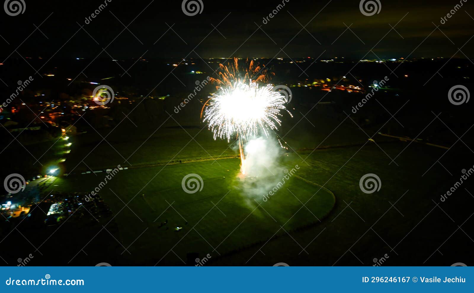 Unique Aerial Photo of Fireworks during the Night Stock Image - Image ...