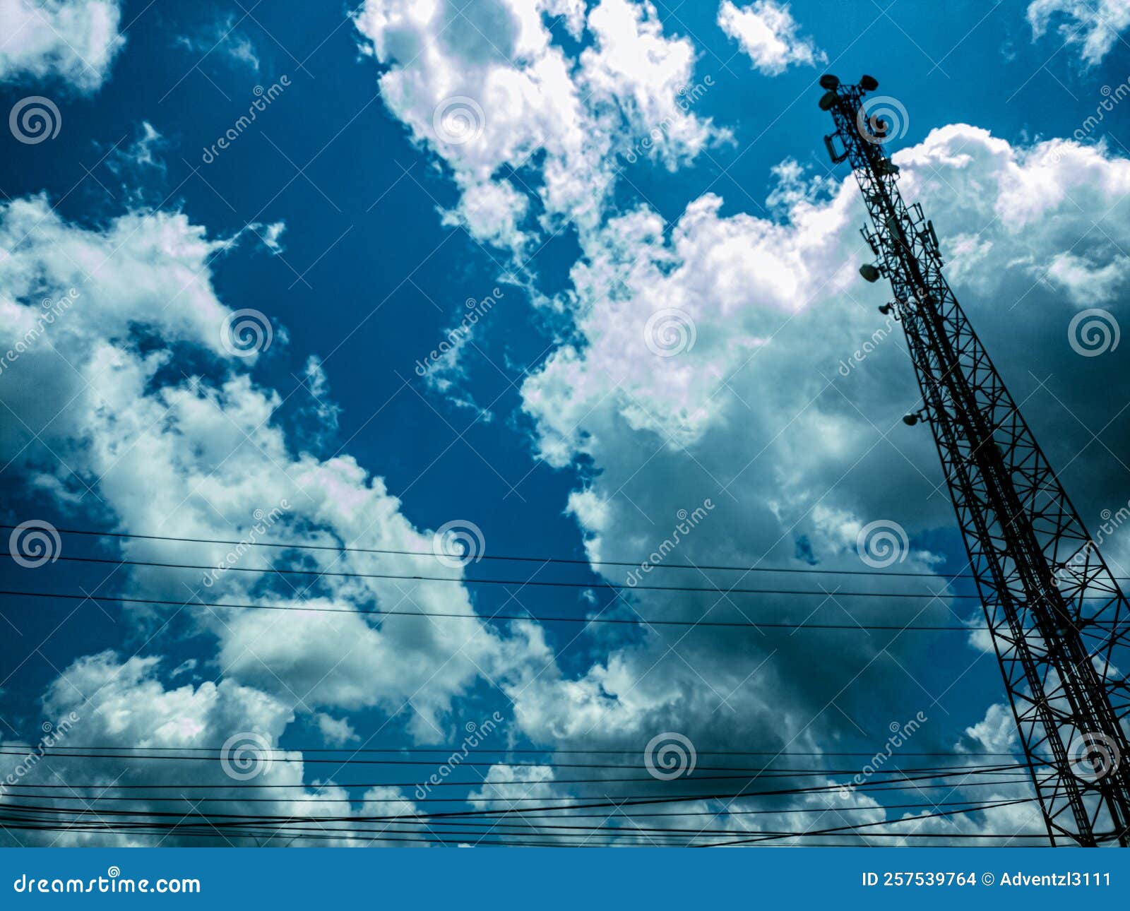 Unique Aesthetic Shot of Sky Cloud and Tower on Dark Gradient ...