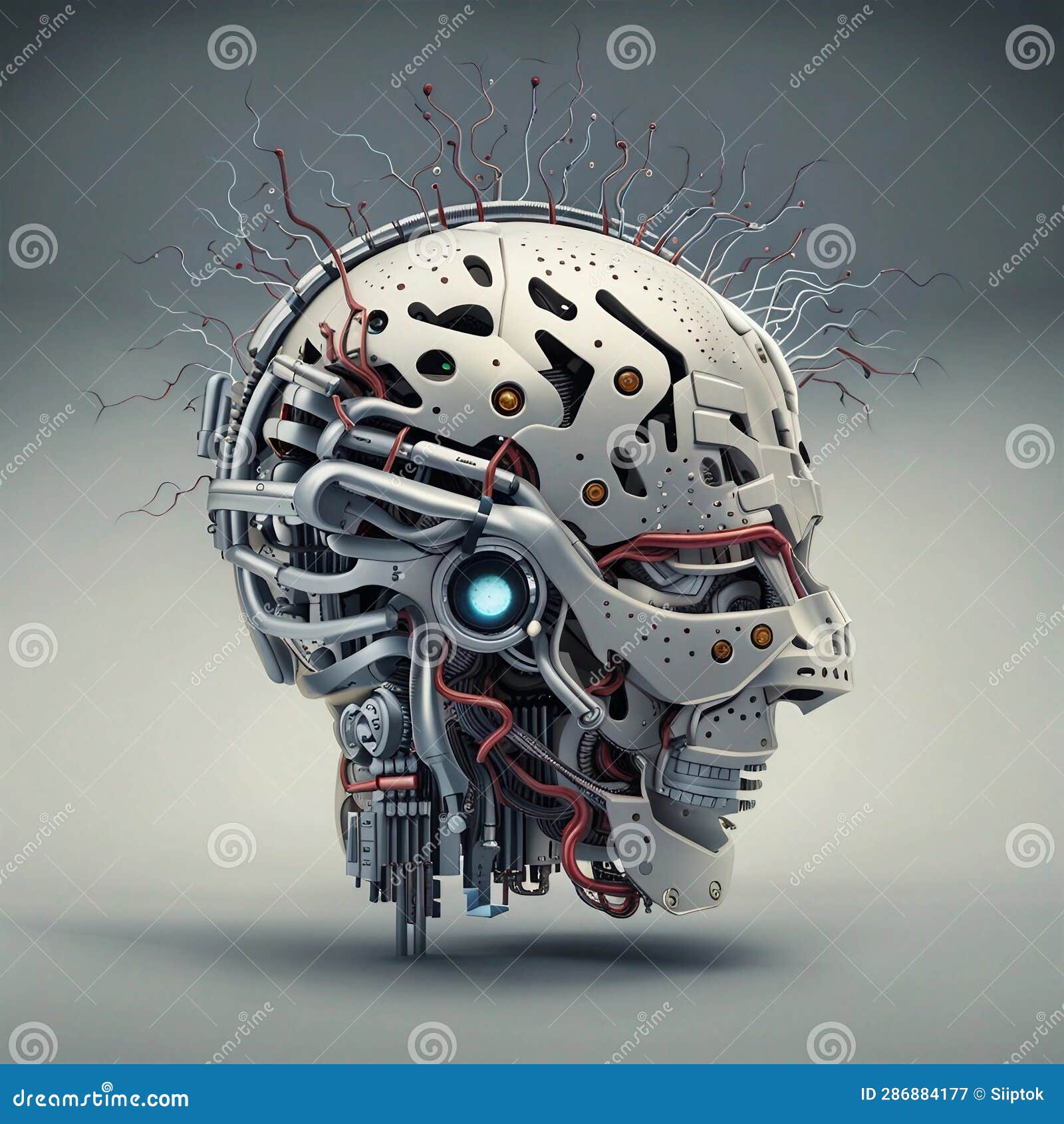 Ai Robot Head Brain Background Stock Illustration - Illustration of ...