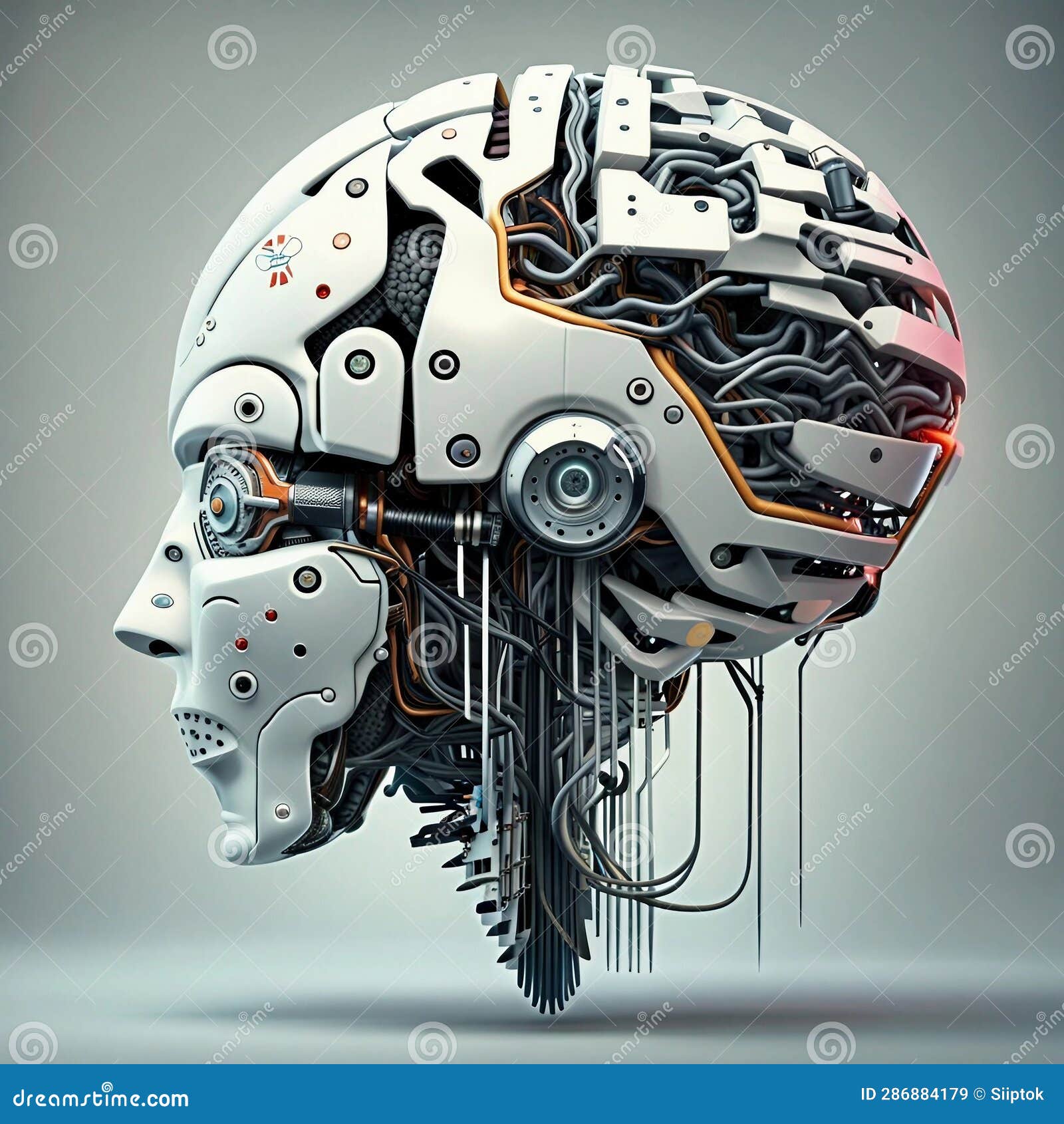 Ai Robot Head Brain Background Stock Illustration - Illustration of ...