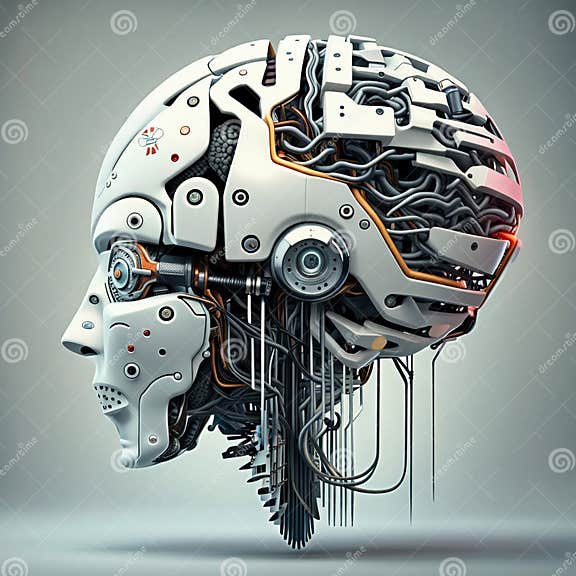 Ai Robot Head Brain Background Stock Illustration - Illustration of ...