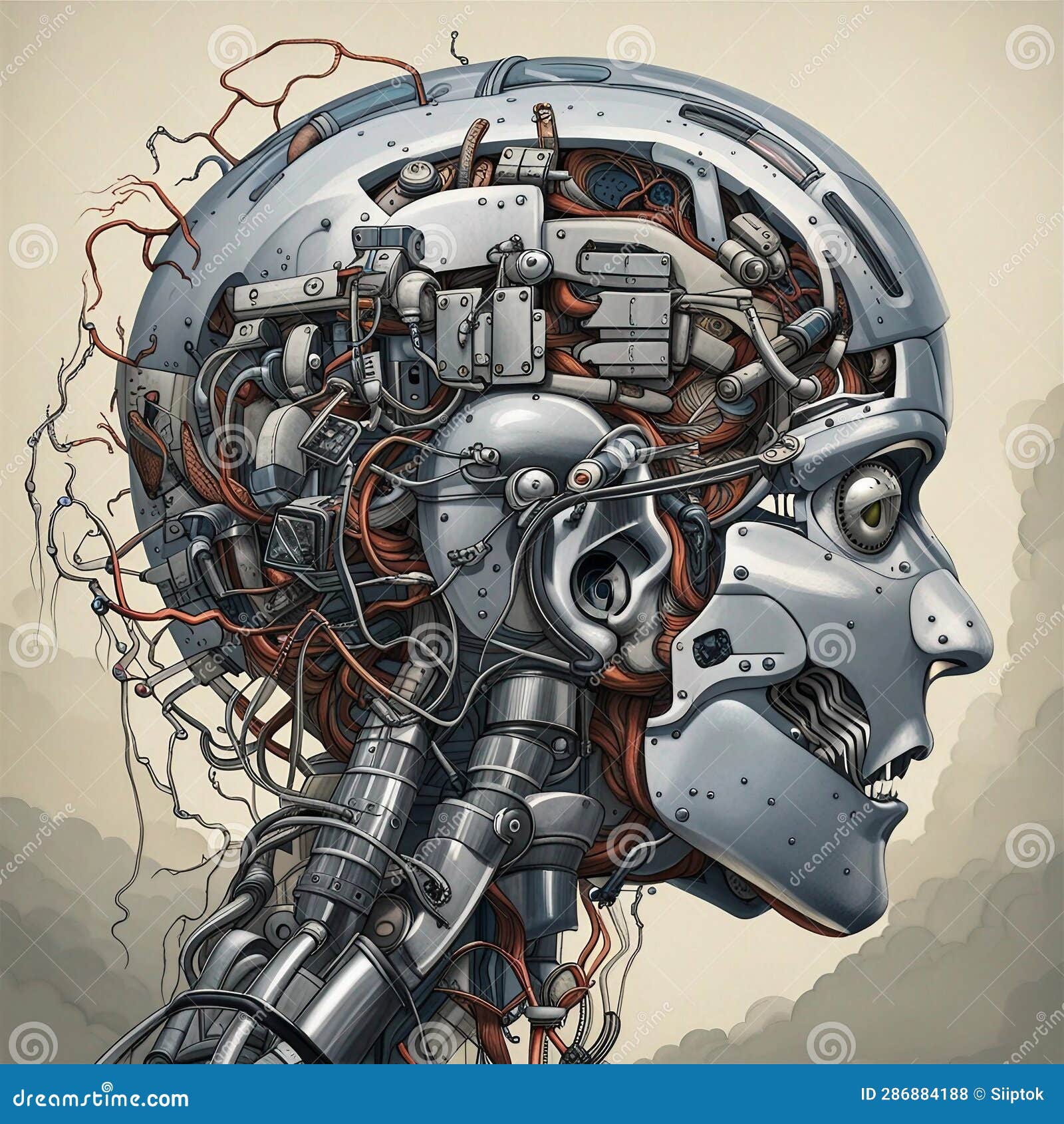 Ai Robot Head Brain Background Stock Illustration - Illustration of ...