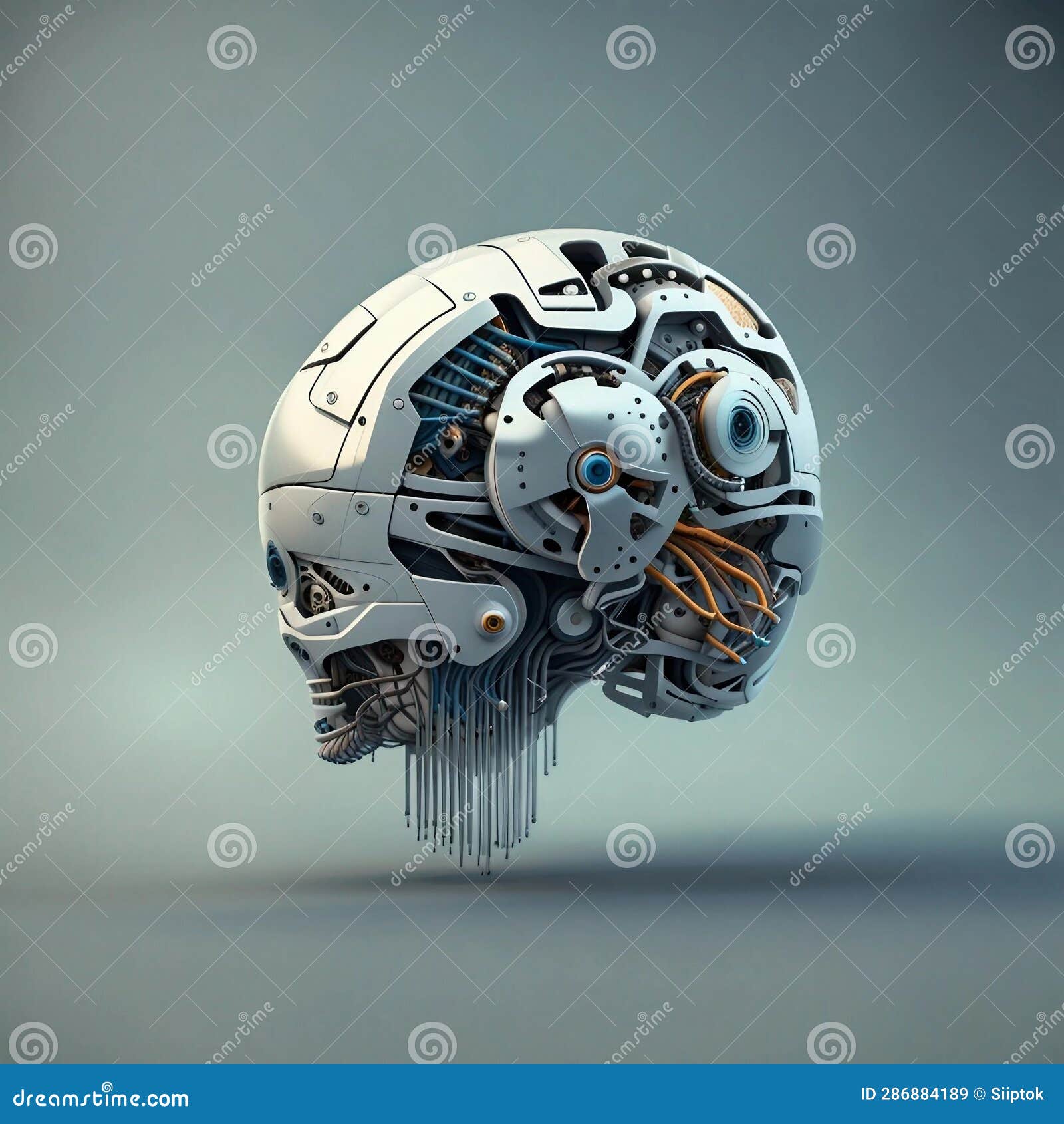 Ai Robot Head Brain Background Stock Illustration - Illustration of ...