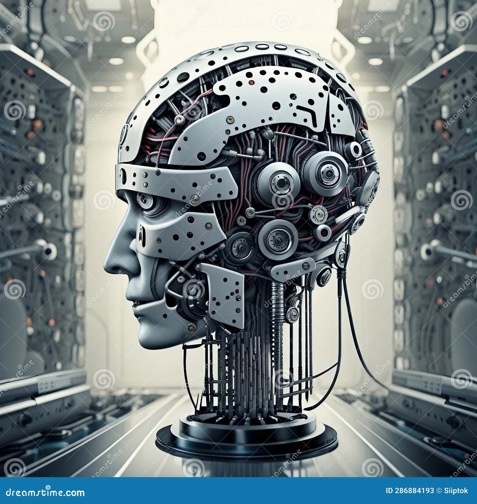 Ai Robot Head Brain Background Stock Illustration - Illustration of ...