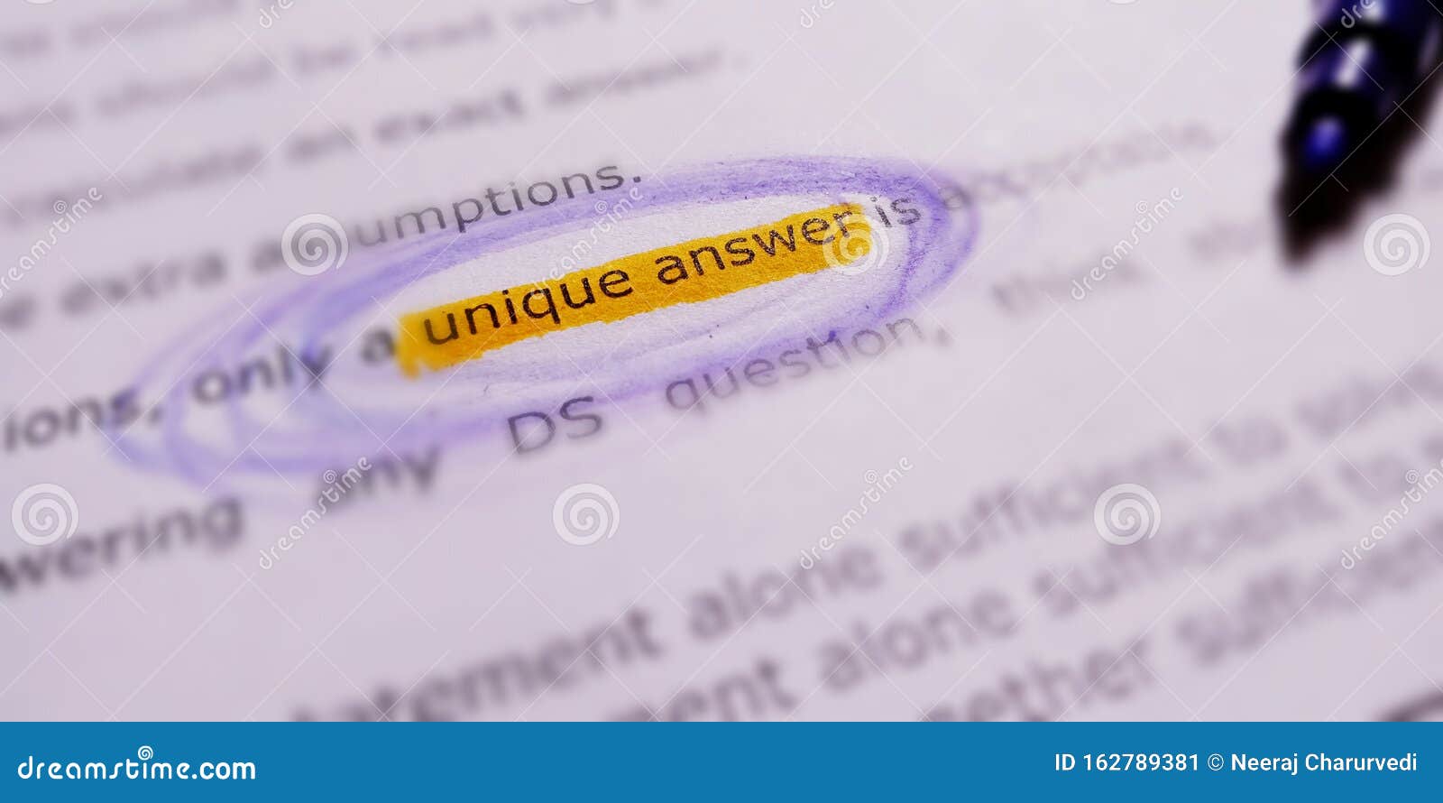 Unique Answer Concept Displaying on White Background with Colorful ...