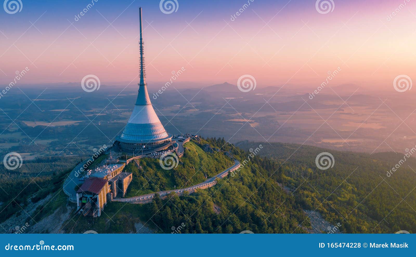 Unique Architectural Building. Hotel and TV Transmitter on the Top of ...