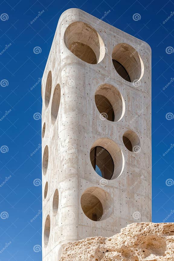 Unique Architectural Design with Circular Openings Stock Illustration ...