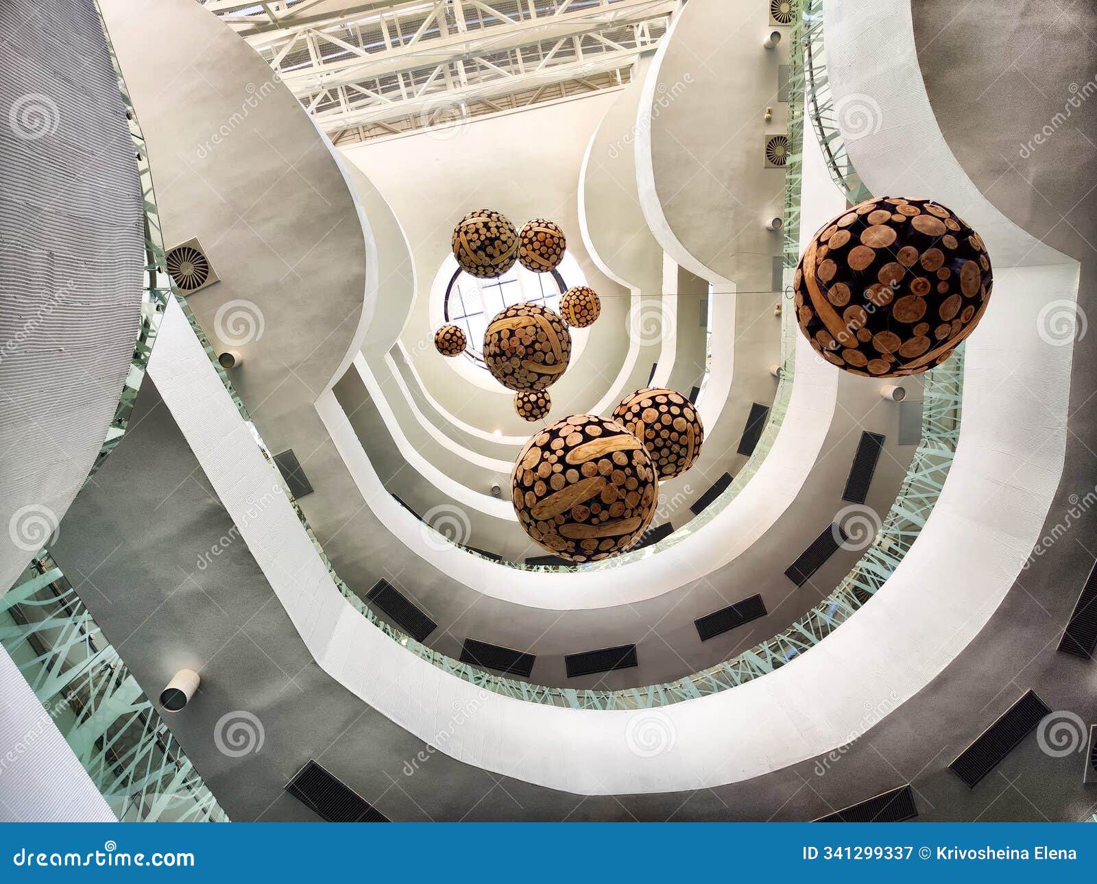 Unique Architectural Design Features Hanging Spheres in a Modern ...
