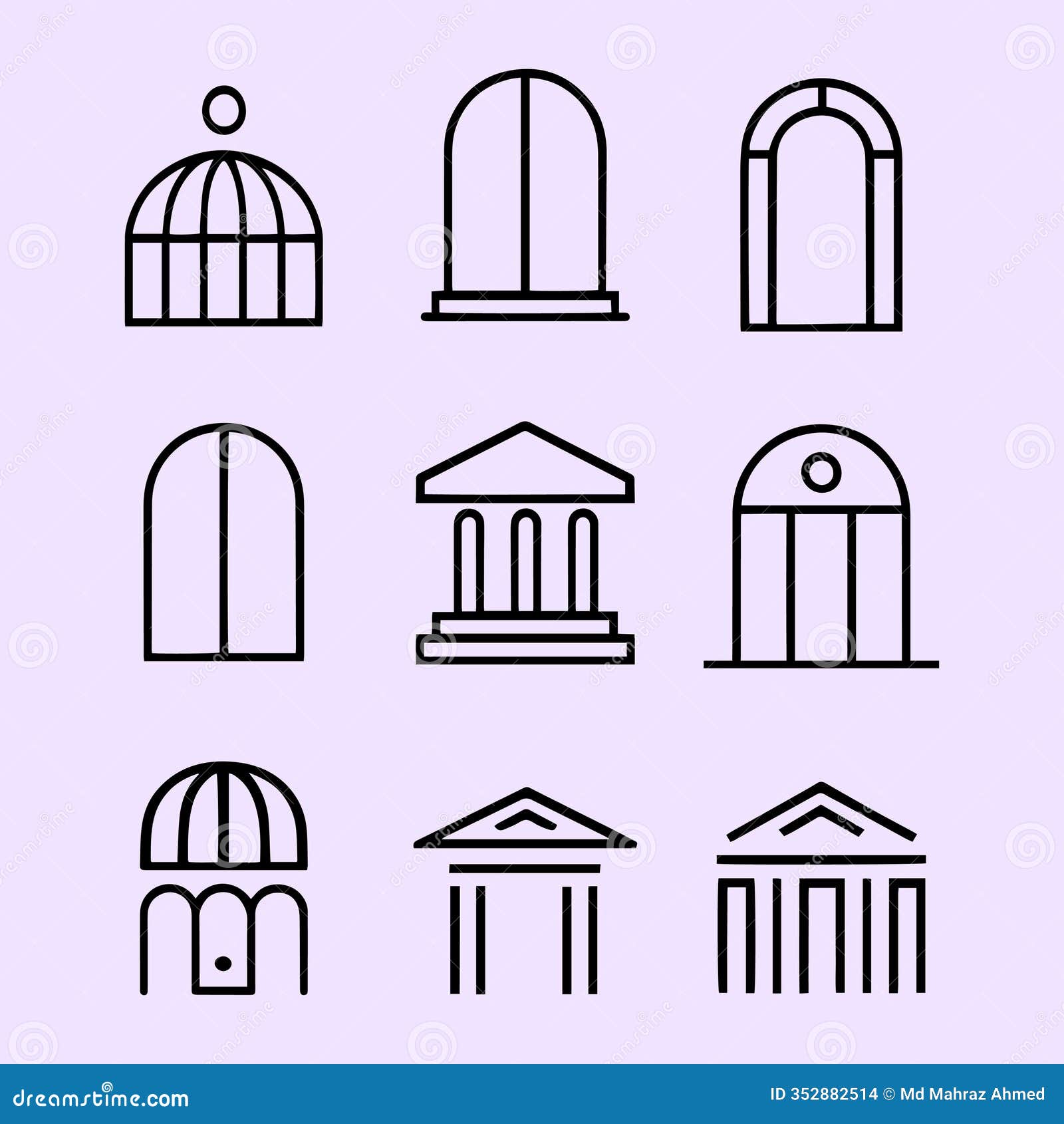 Unique Architecture Element Creative Architecture Line Art Vector Stock ...