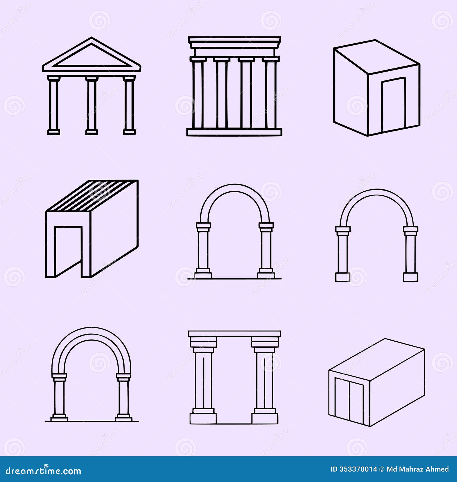 Unique Architecture Element Creative Architecture Line Art Vector Stock ...