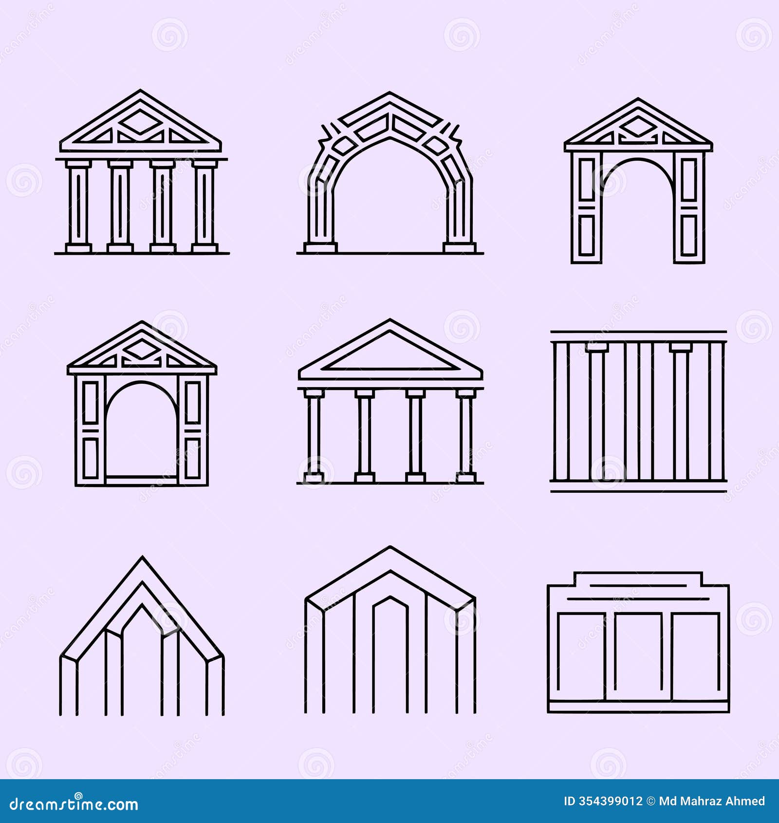 Unique Architecture Element Creative Architecture Line Art Vector Stock ...