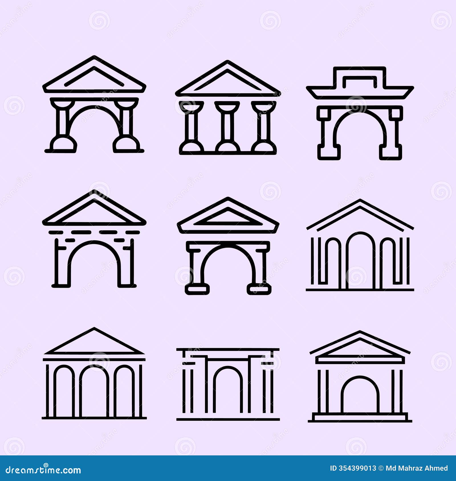 Unique Architecture Element Creative Architecture Line Art Vector Stock ...