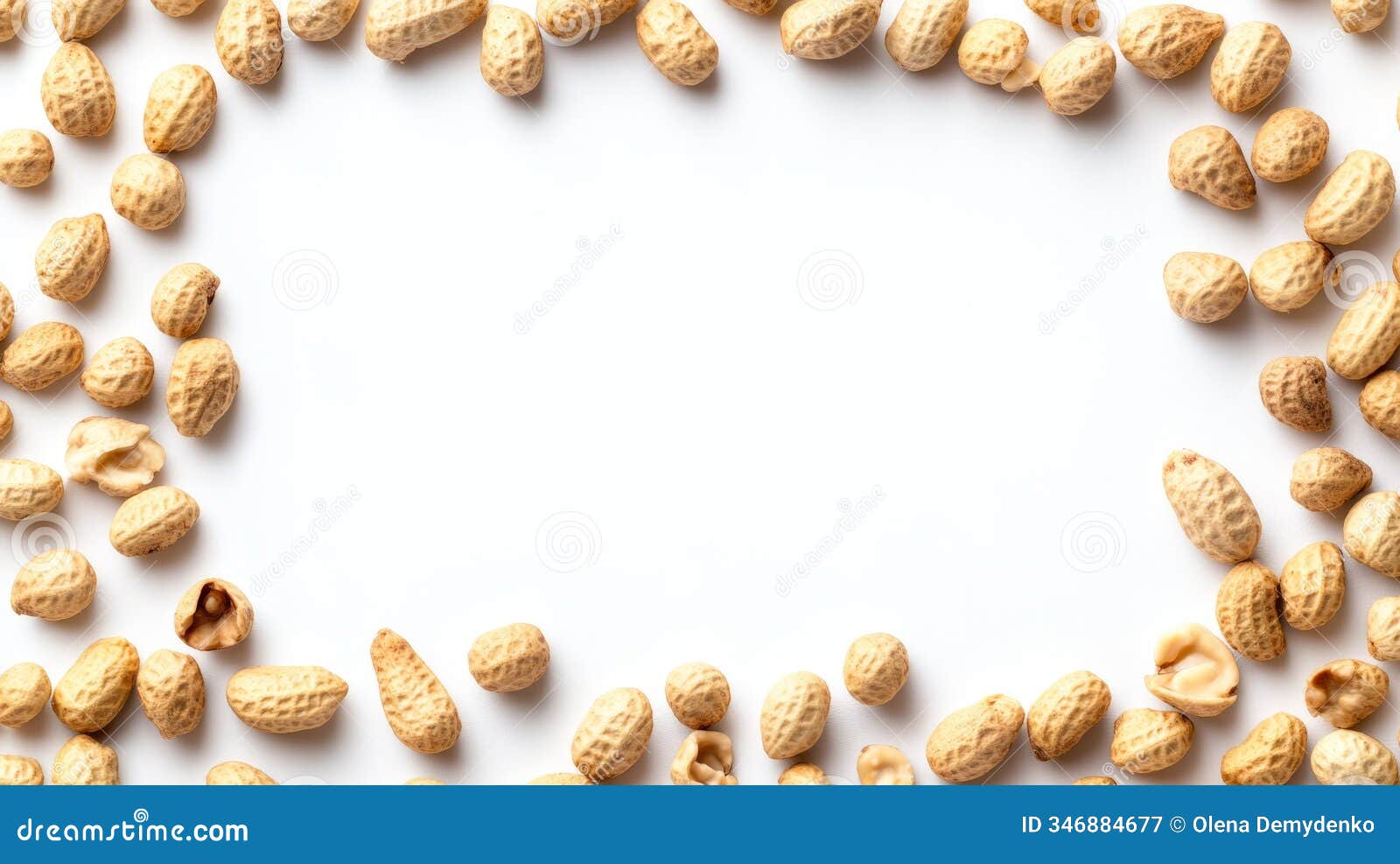 A Unique Arrangement of Peanuts Forms a Decorative Frame on a Plain ...