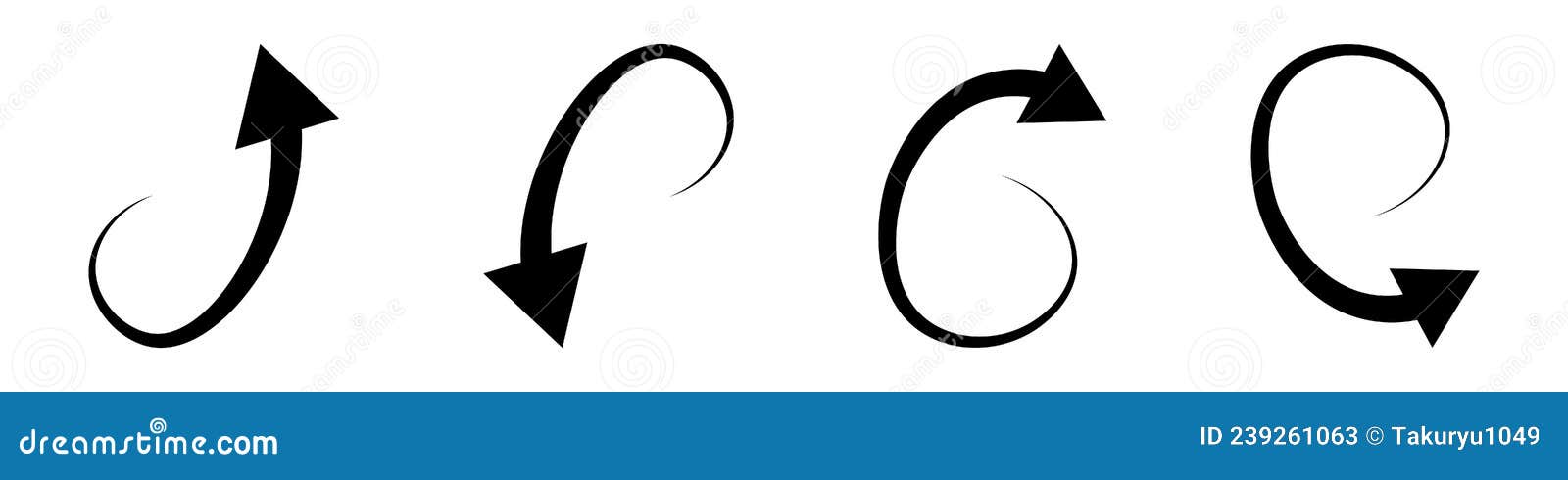 Swirly Arrow Icon Set. Vector. Stock Vector - Illustration of design ...