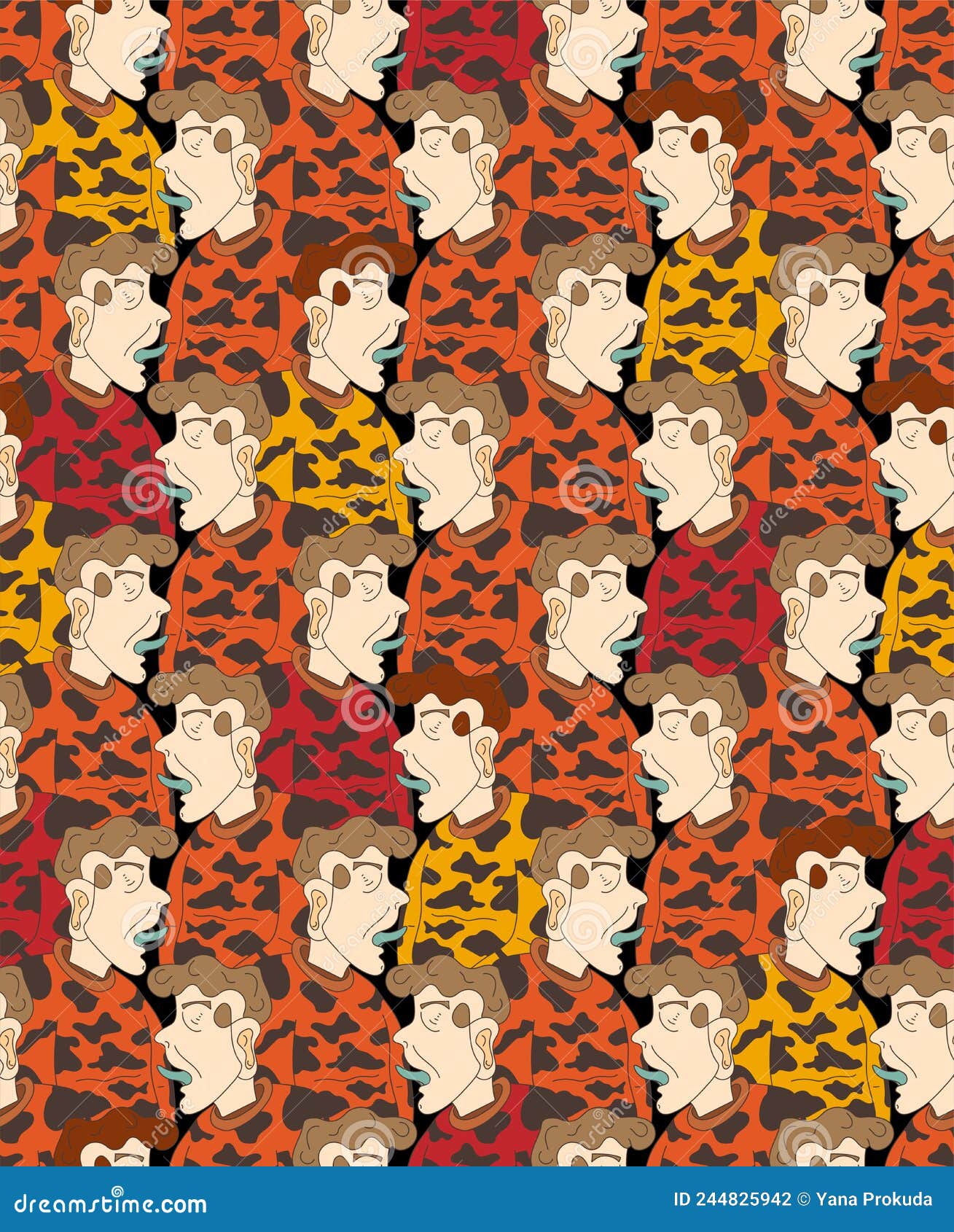 Unique Artwork. Seamless Pattern with Repeat Fancy Humans Stock Vector ...