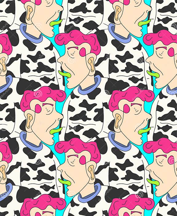 Unique Artwork. Seamless Pattern with Repeat Fancy Humans Stock Vector ...