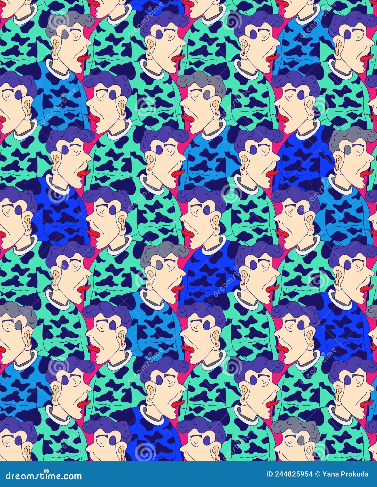 Unique Artwork. Seamless Pattern with Repeat Fancy Humans Stock Vector ...