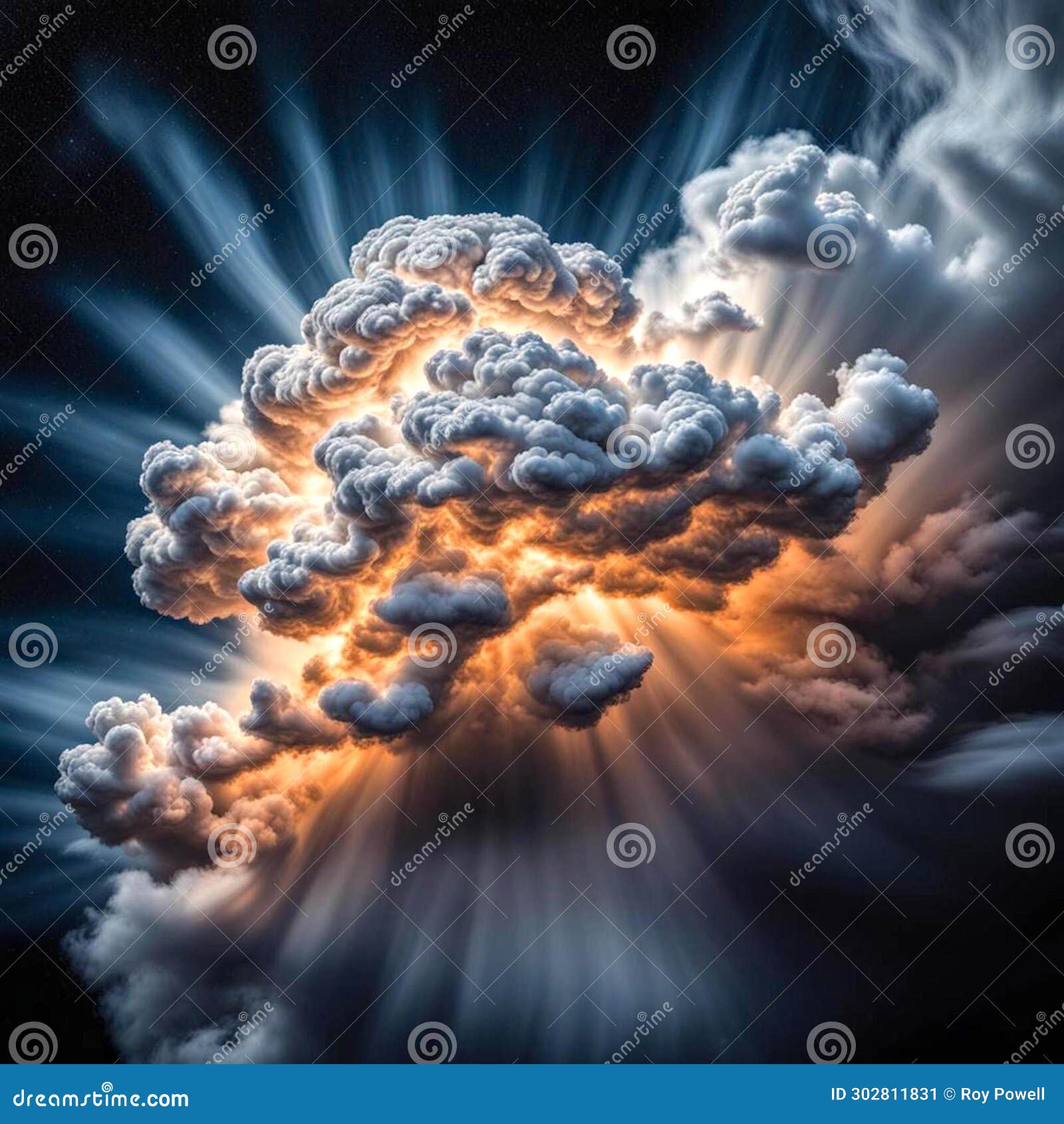 Unique Backlit Cloud Burst Creation of a Thunderhead Stock Illustration - Illustration of space ...