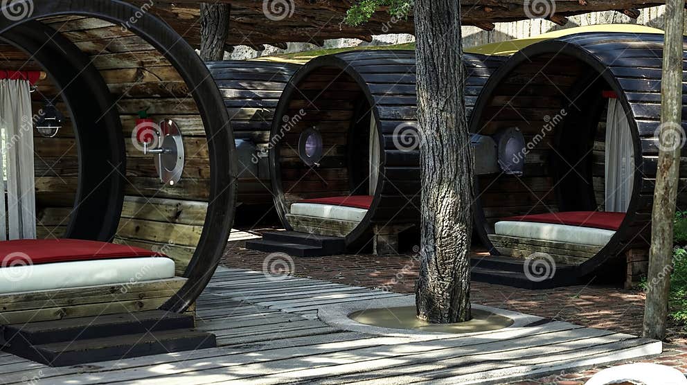 Unique Barrel-shaped Cabins in Rustic Forest Setting for Modern ...
