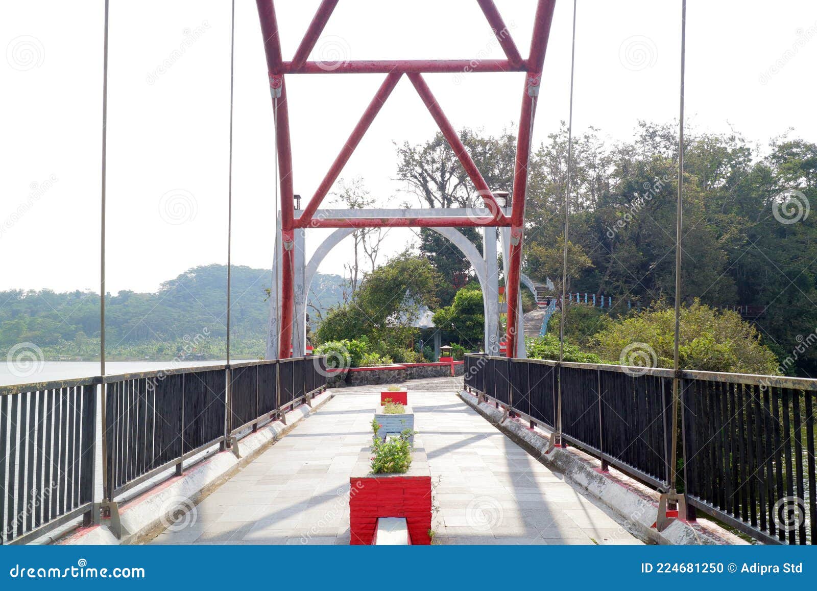 A Unique and Big Red River Bridge Stock Photo - Image of caves ...
