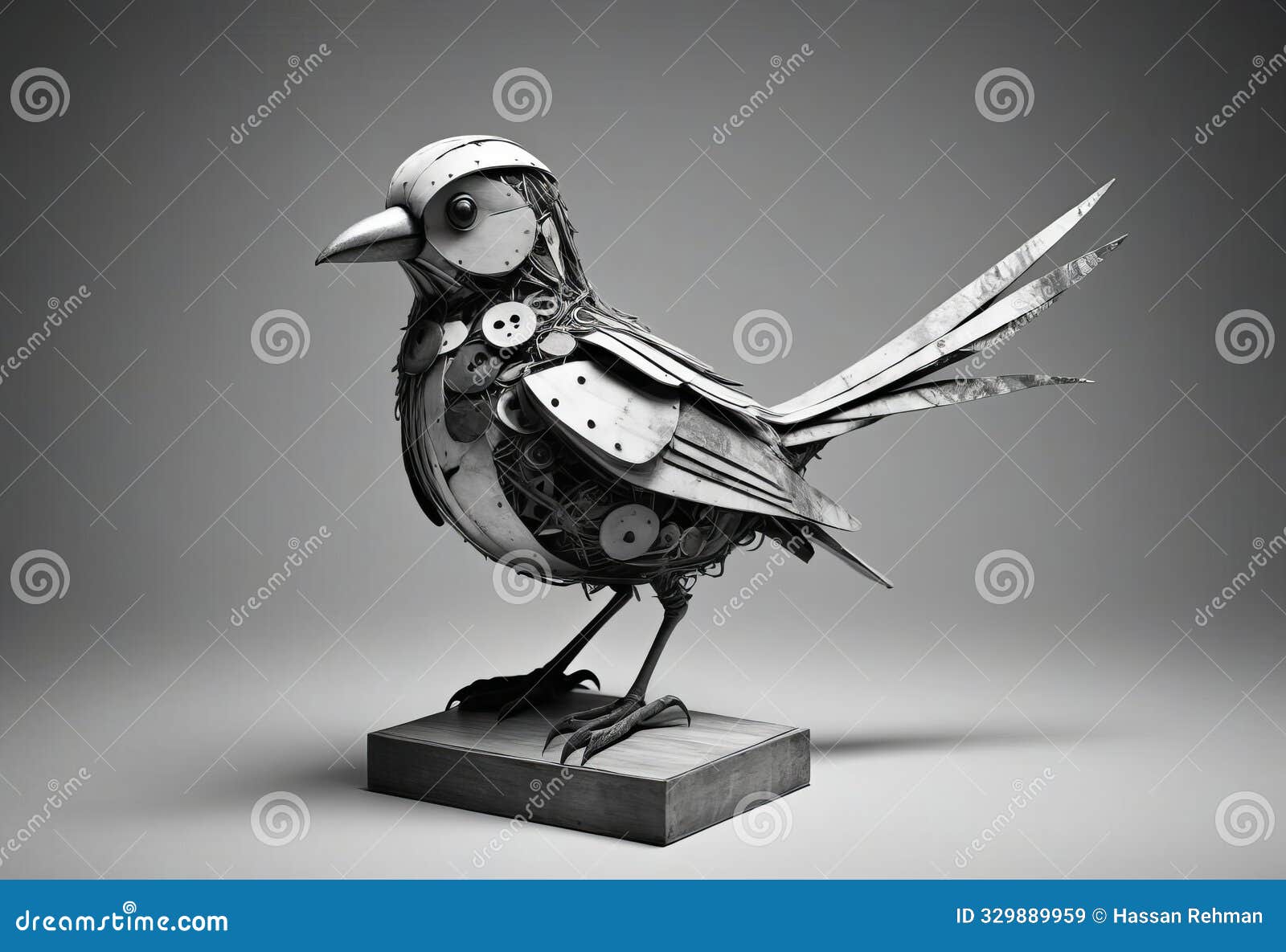 Unique Bird Sculpture Made from Upcycled Materials Stock Illustration ...