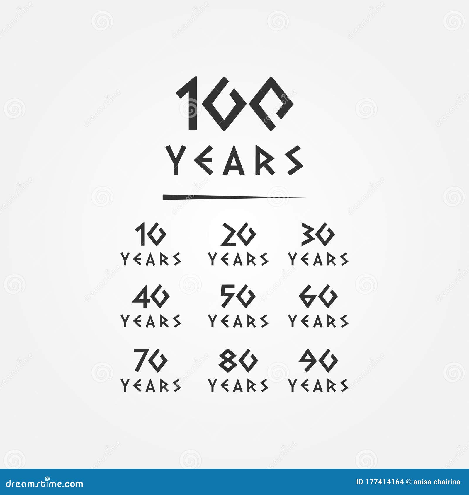 Unique 100 Black Number Anniversary Design Stock Vector - Illustration ...