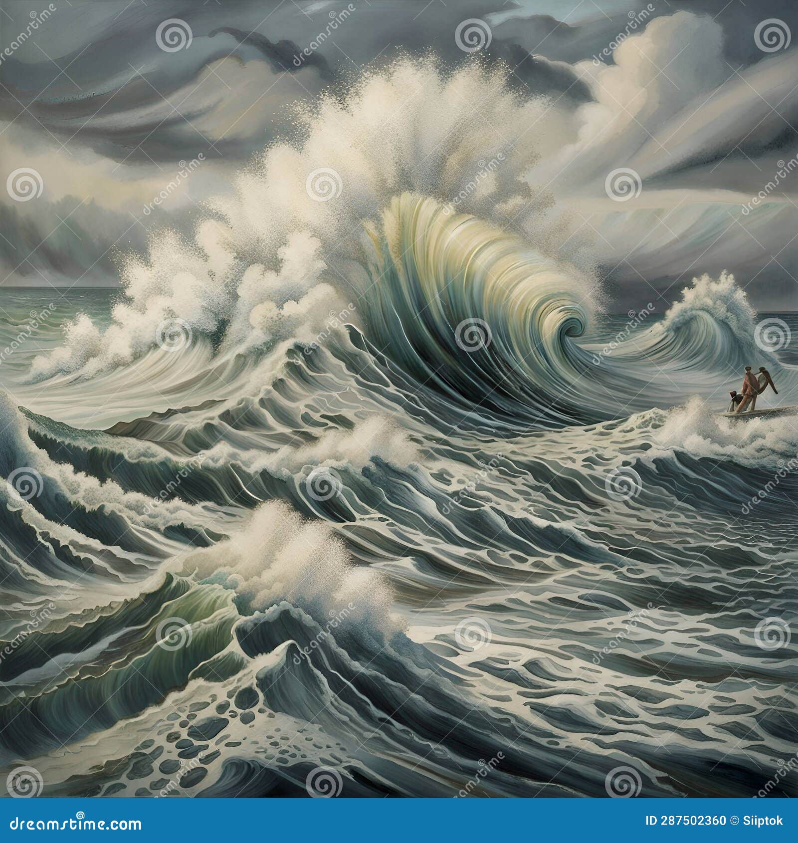 Blue Breaking Ocean Waves Background Stock Illustration - Illustration ...