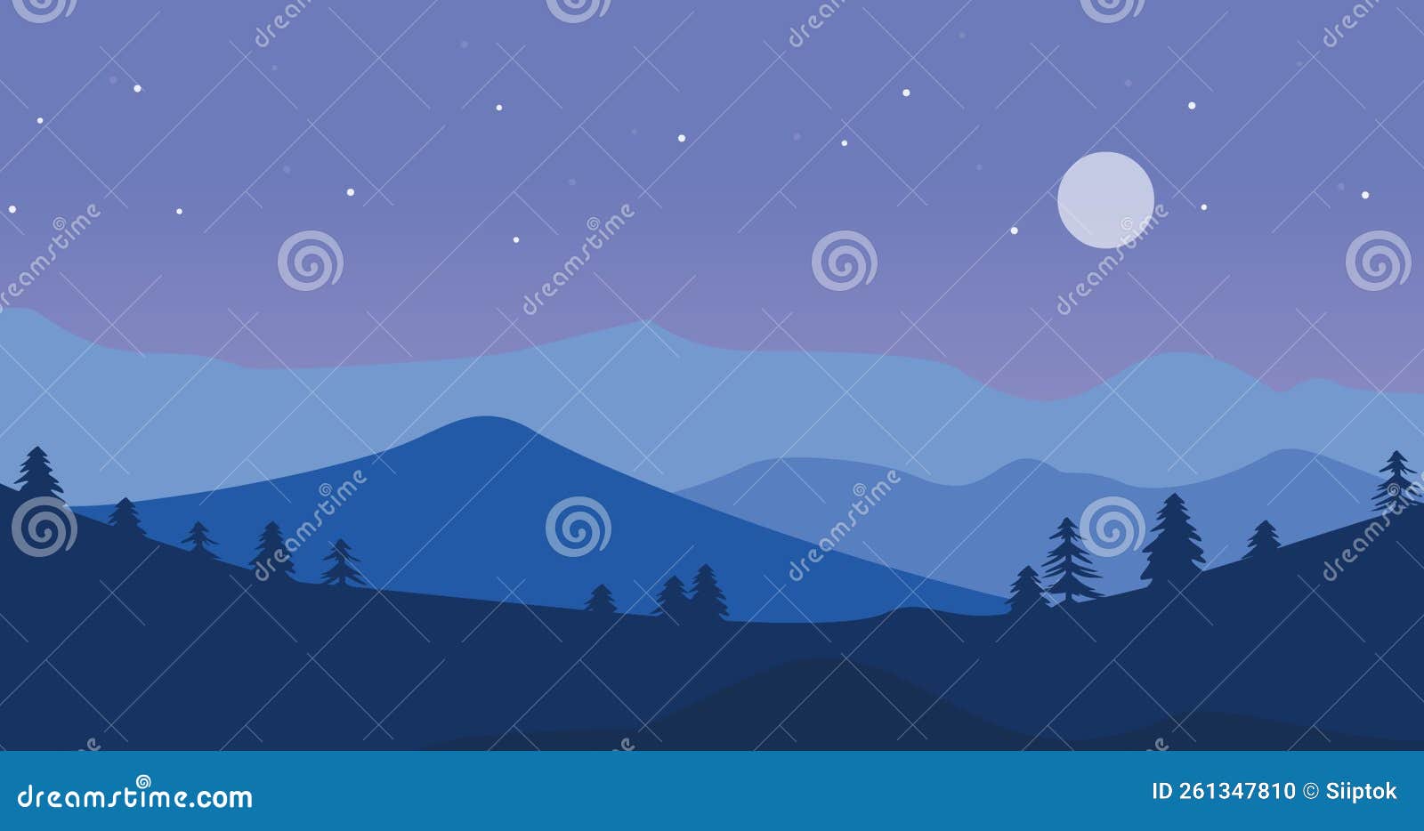 Blue Gradient Mountain Nature Background Animation with Moonlight Stock ...
