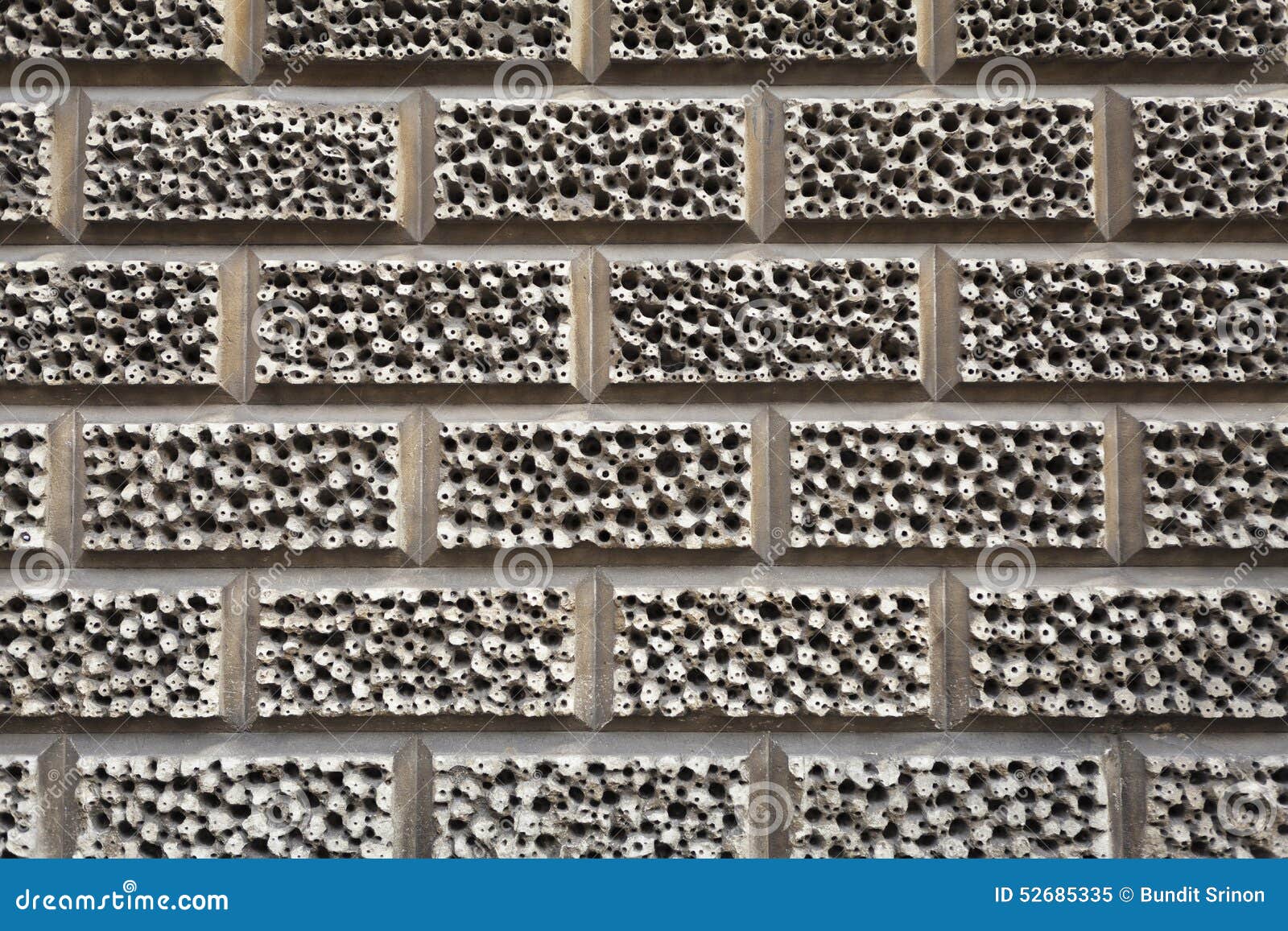 Unique Bricks with Holes Pattern Stock Image - Image of wall, light ...