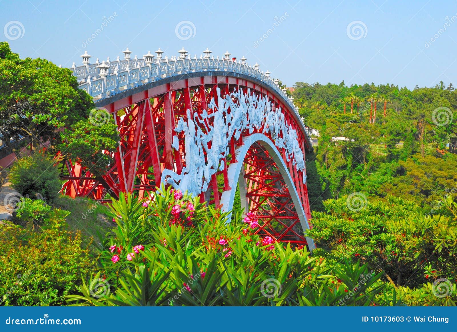 Unique Bridge Surrounded with Nature Stock Image - Image of frame ...
