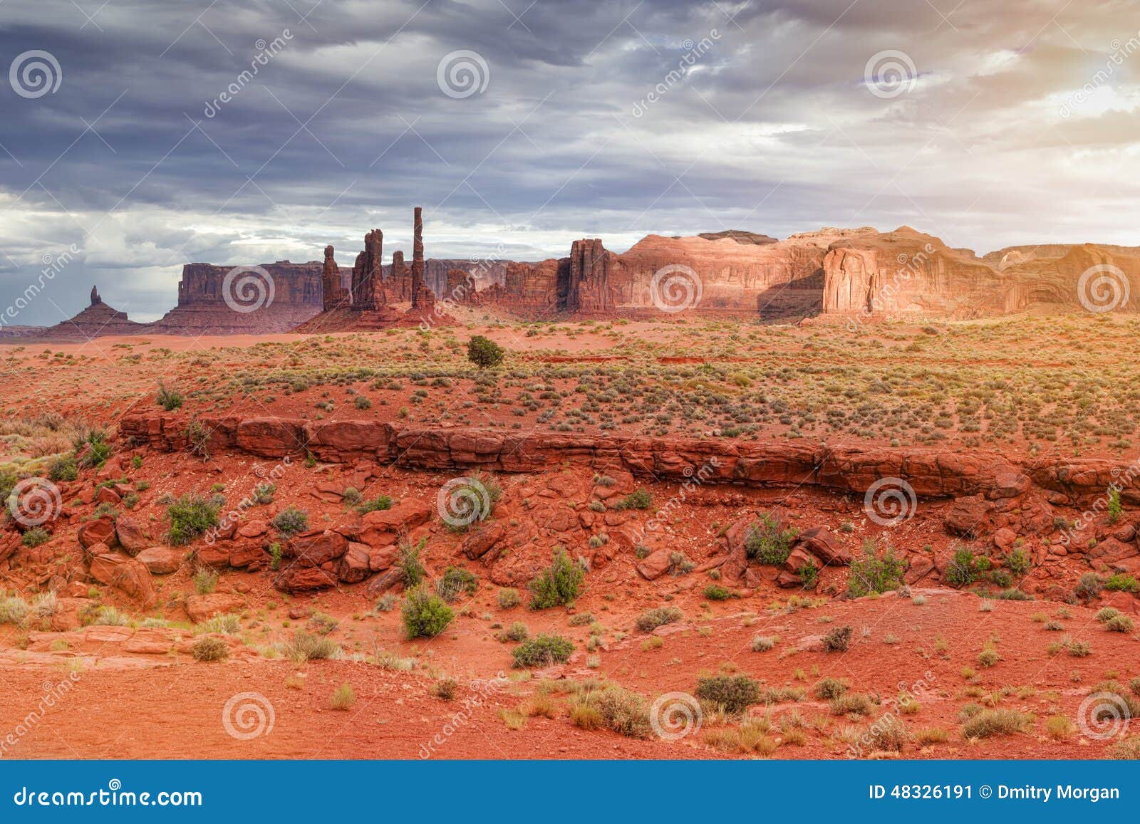 Unique Buttes in Monument Valley in Utah State, USA. Sunlight Effect ...