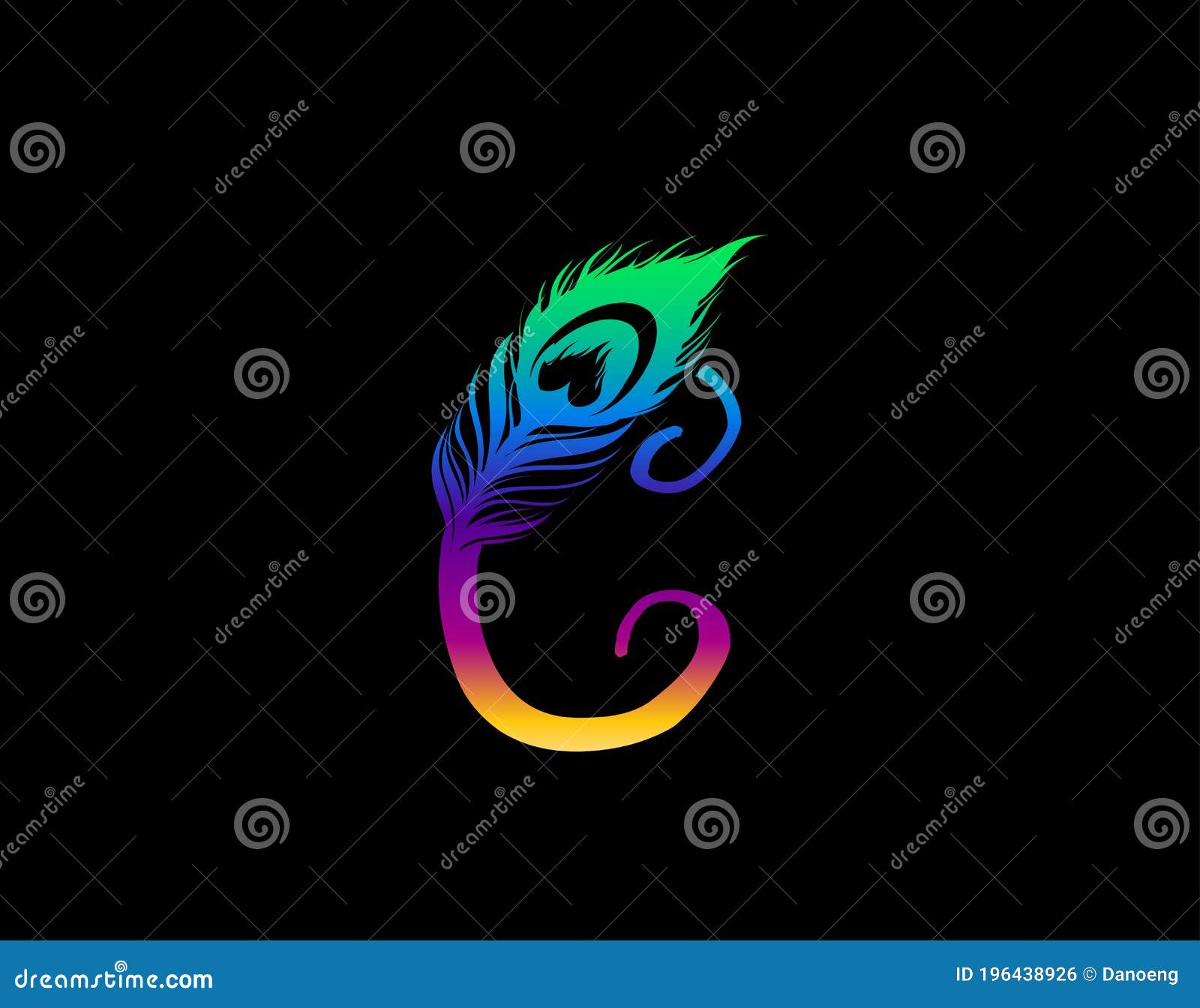 Unique C Letter Decorated with Exotic Peacock Feather Stock Vector ...