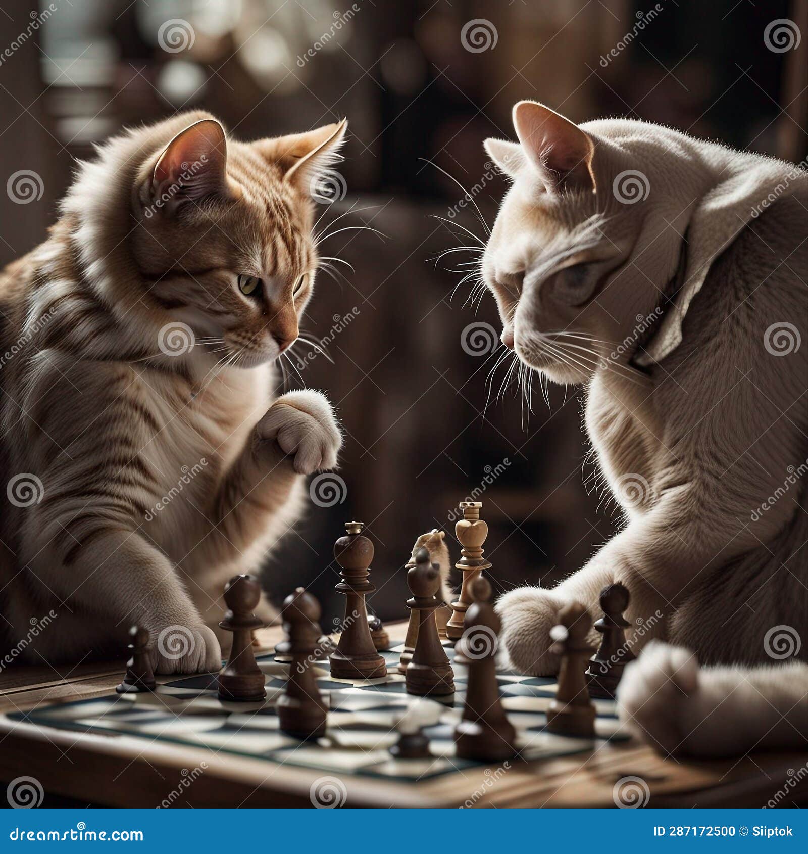 Cat Character Design Illustration Background Playing Chess Stock ...