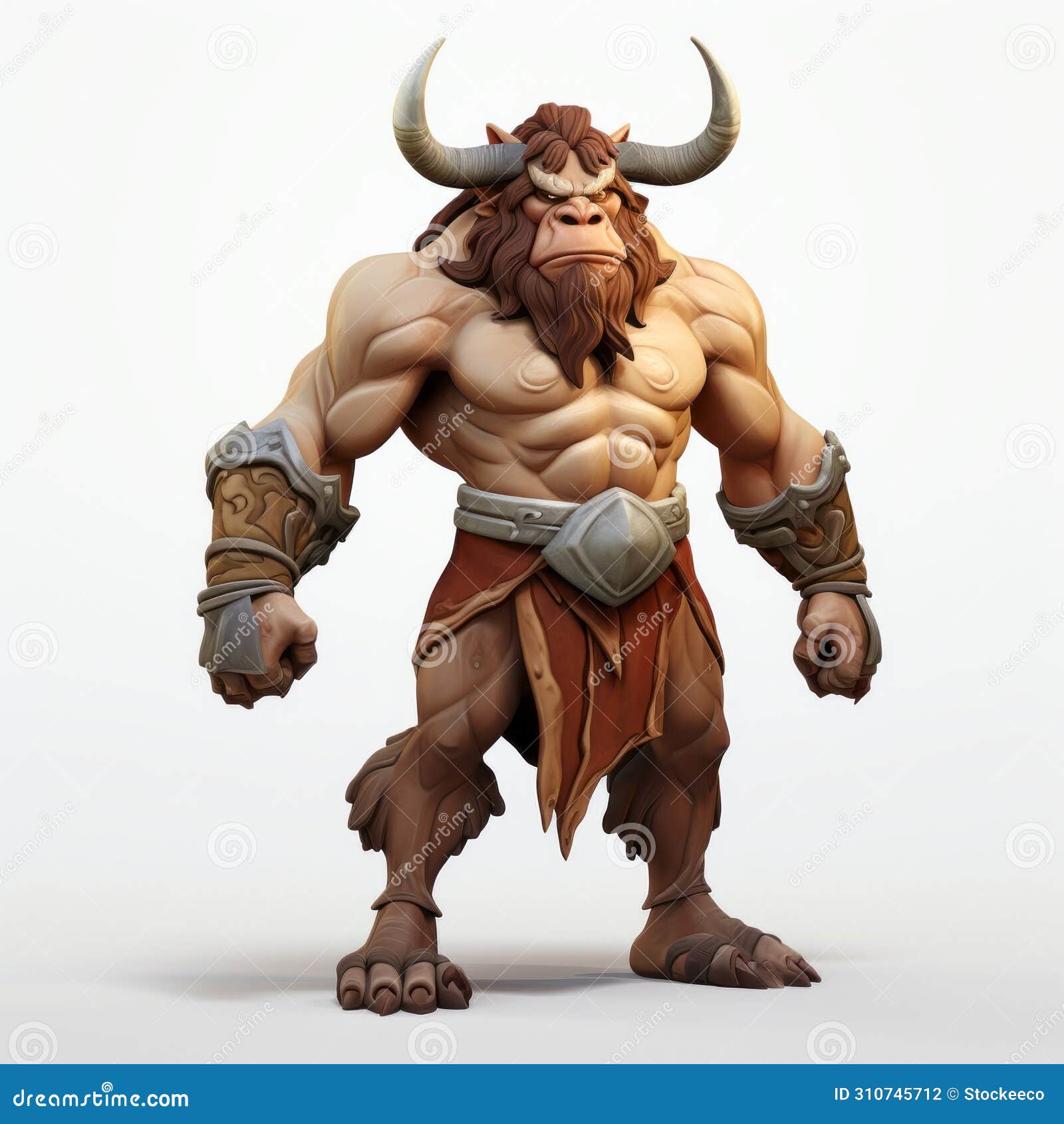 Unique Cel Shaded 3d Minotaur Character In Full Body Pose Stock Illustration Illustration Of