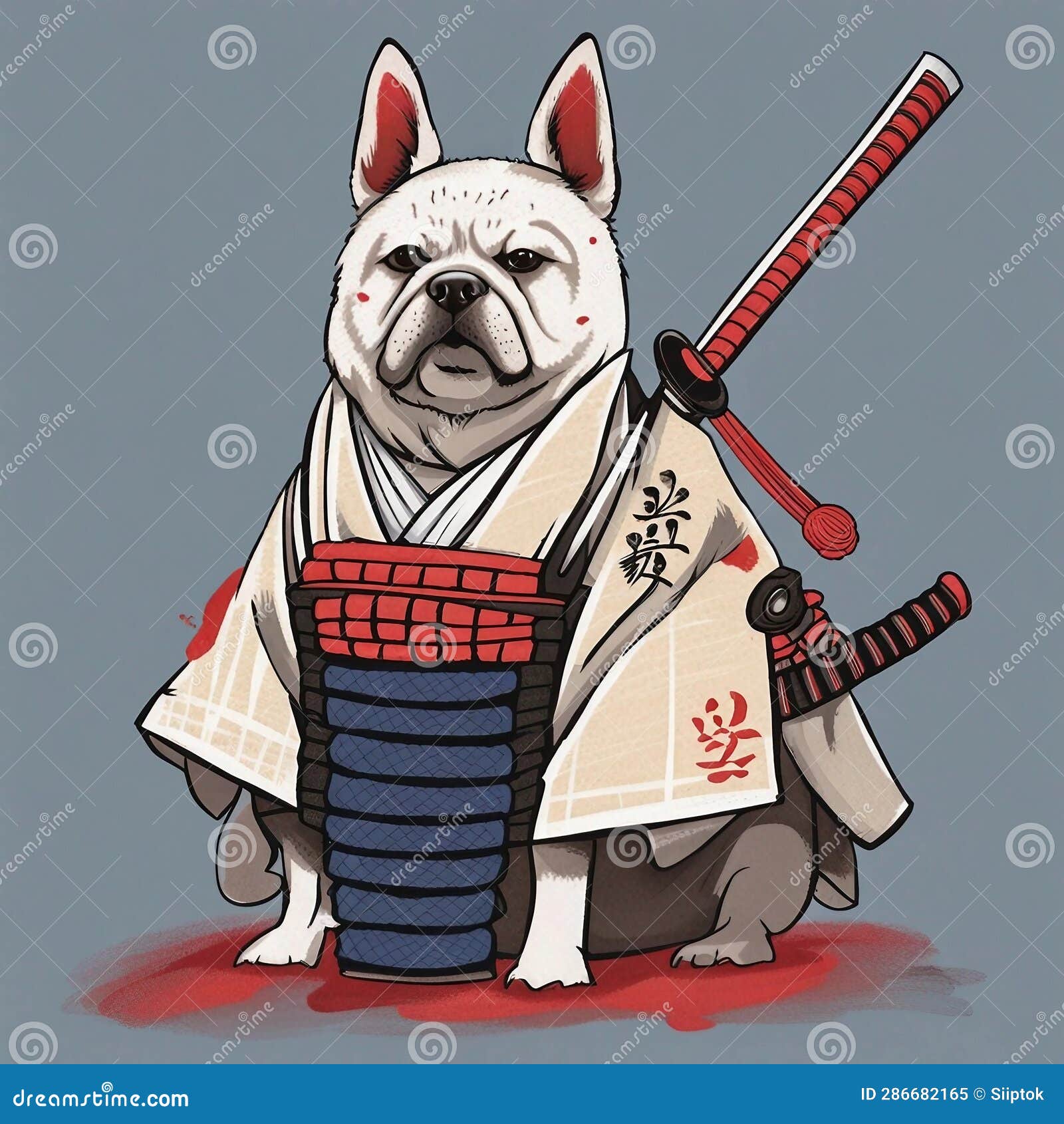 Brave Dog in the Robe of a Samurai Knight Stock Illustration ...