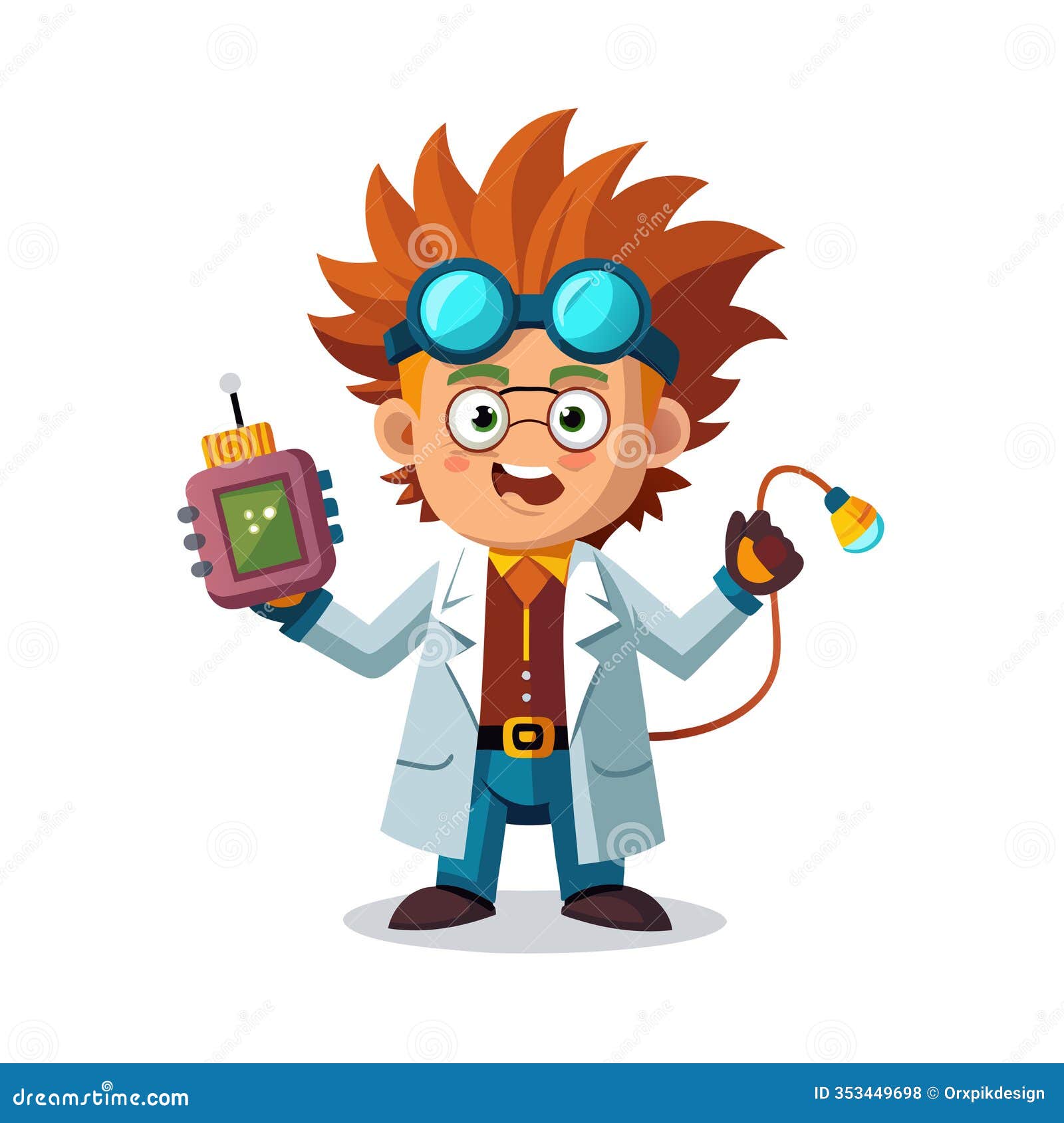 Unique Cartoon Eccentric Inventor Character Stock Vector - Illustration ...