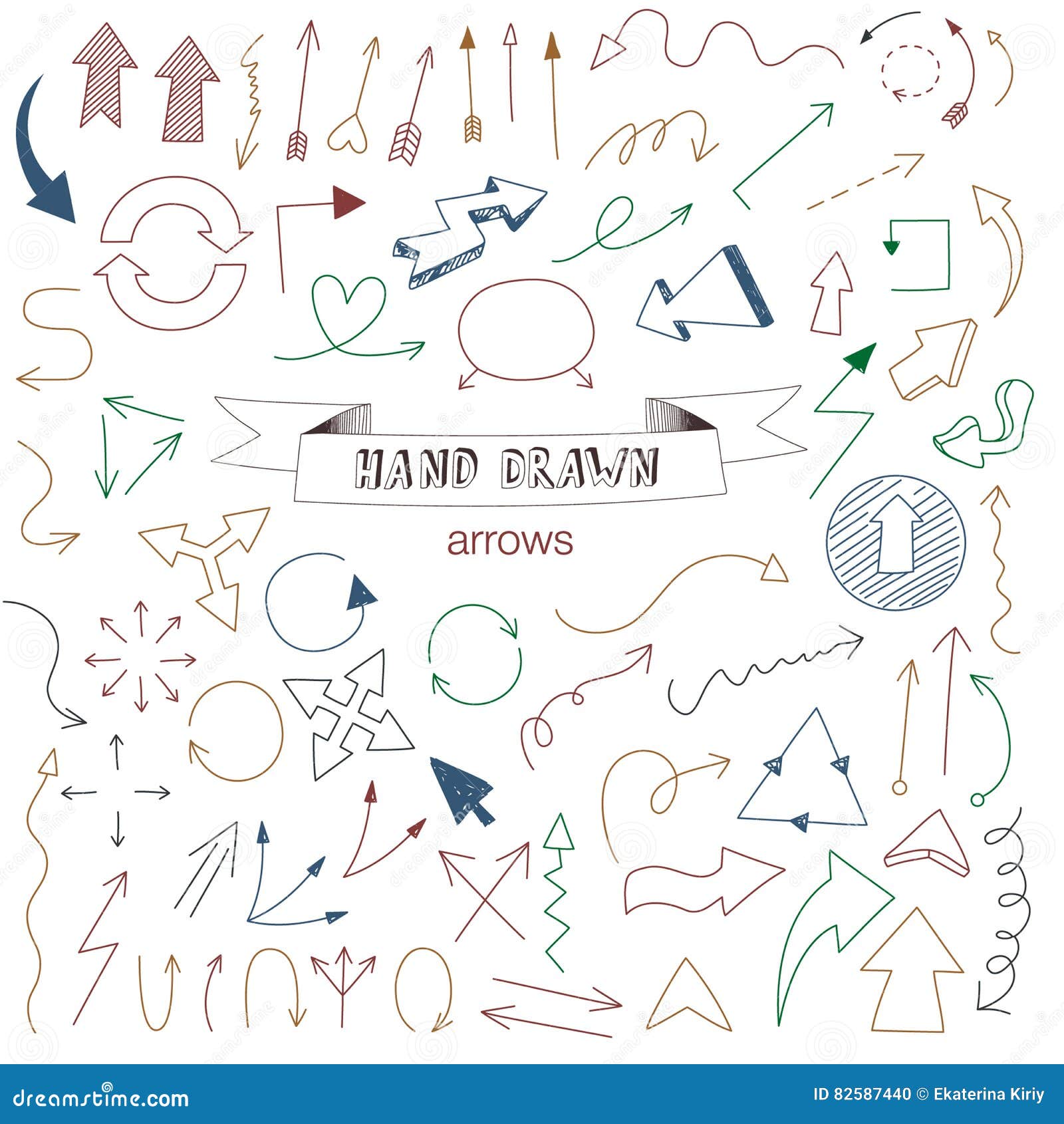 Unique Collection Of Hand Drawn Arrows. Vector Illustration ...